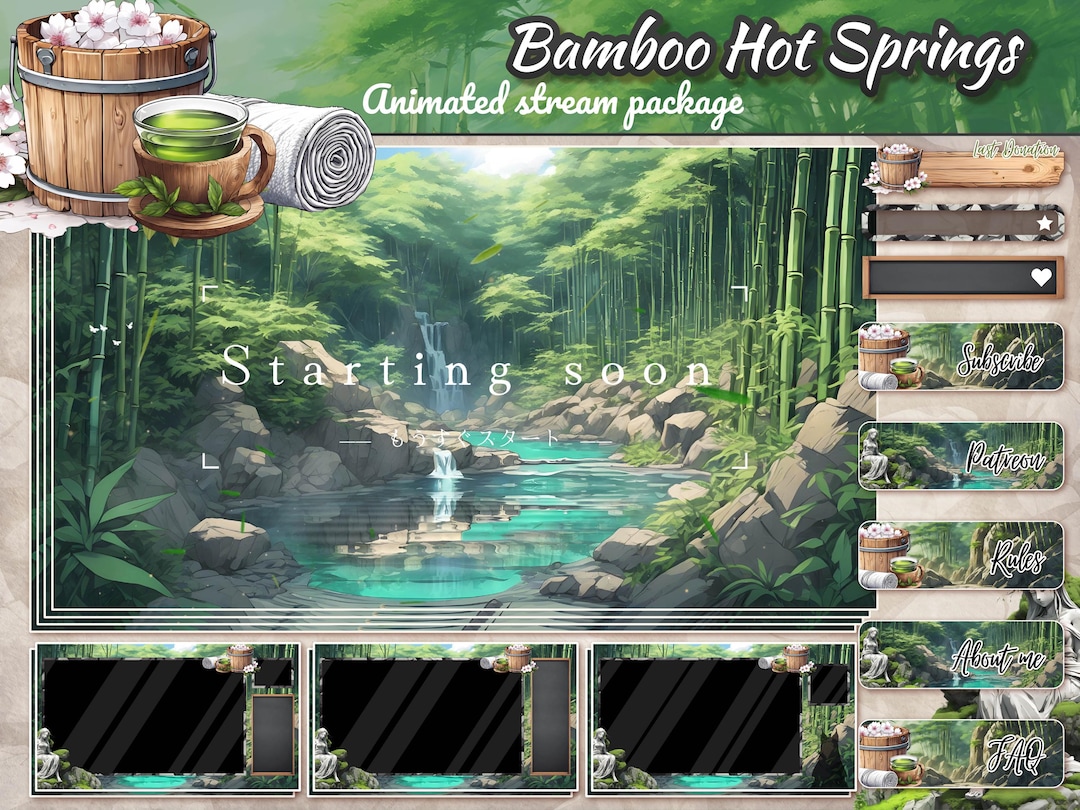 Relaxing Samurai Bamboo Onsen Animated Stream Package: Japanese Hot ...