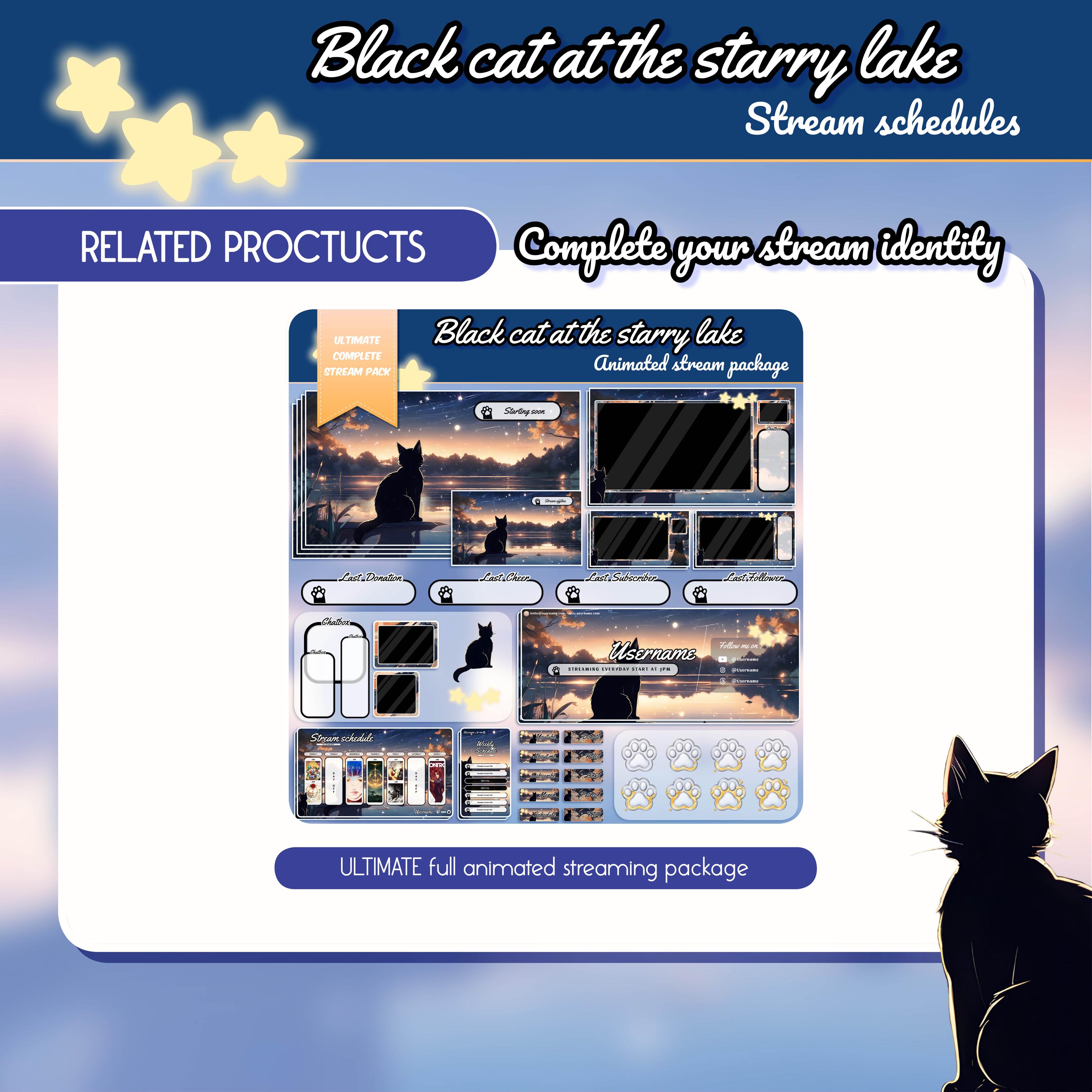 Black Cat Stream Schedule Template: Twitch & Instagram Planner (canva ...