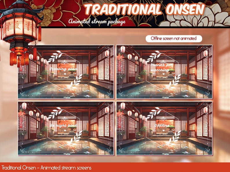 Samurai Japanese Onsen Animated Stream Package : Traditional Hot ...