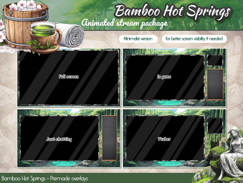 Relaxing Samurai Bamboo Onsen Animated Stream Package: Japanese Hot ...