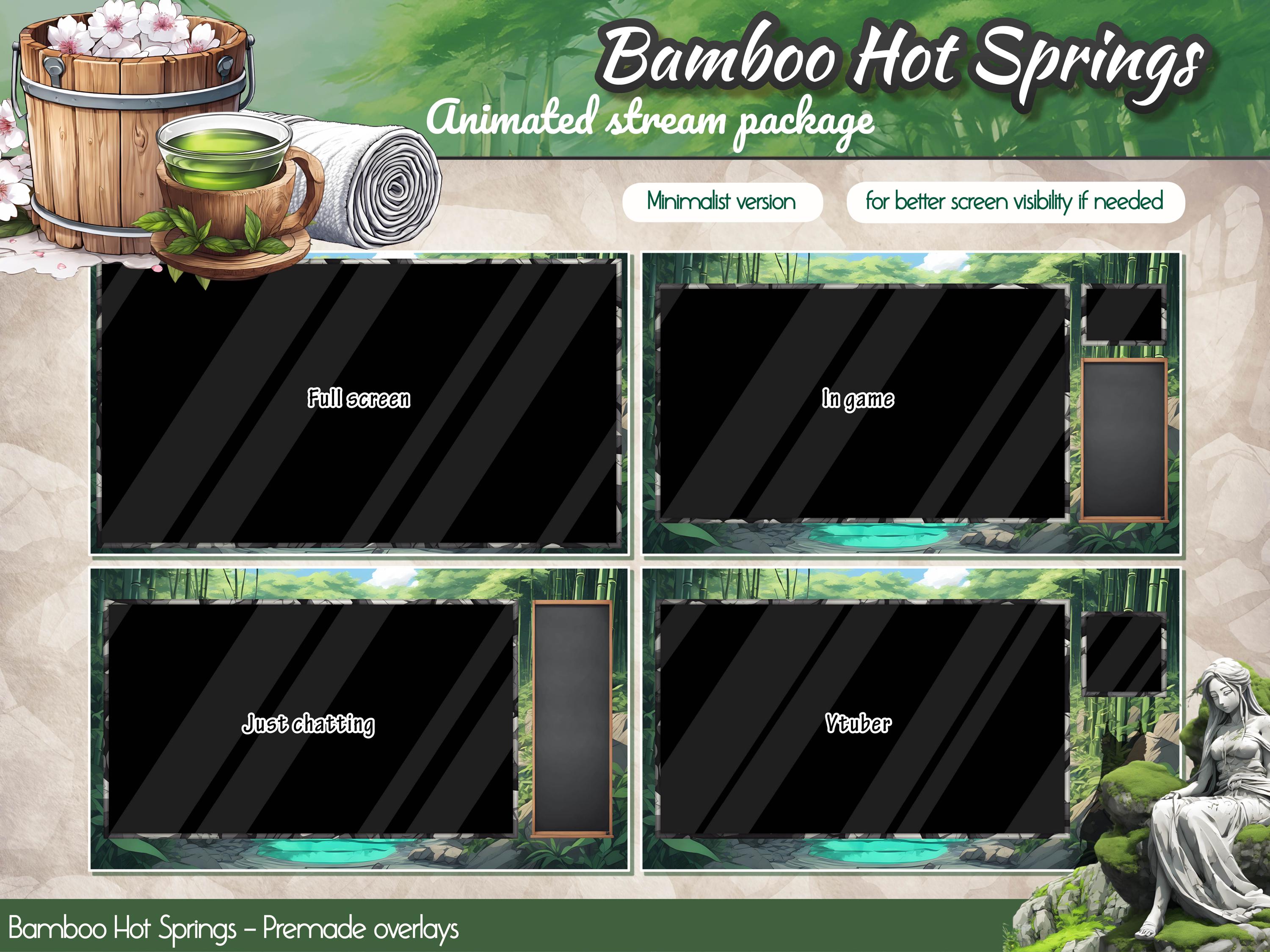 Relaxing Samurai Bamboo Onsen Animated Stream Package: Japanese Hot ...