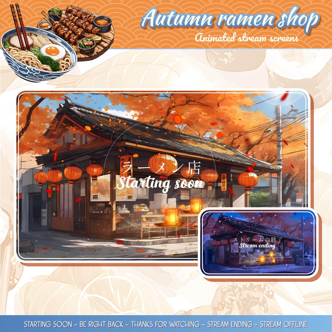 Autumn Ramen Shop Animated Stream Screens: Japan Food (digital Download ...
