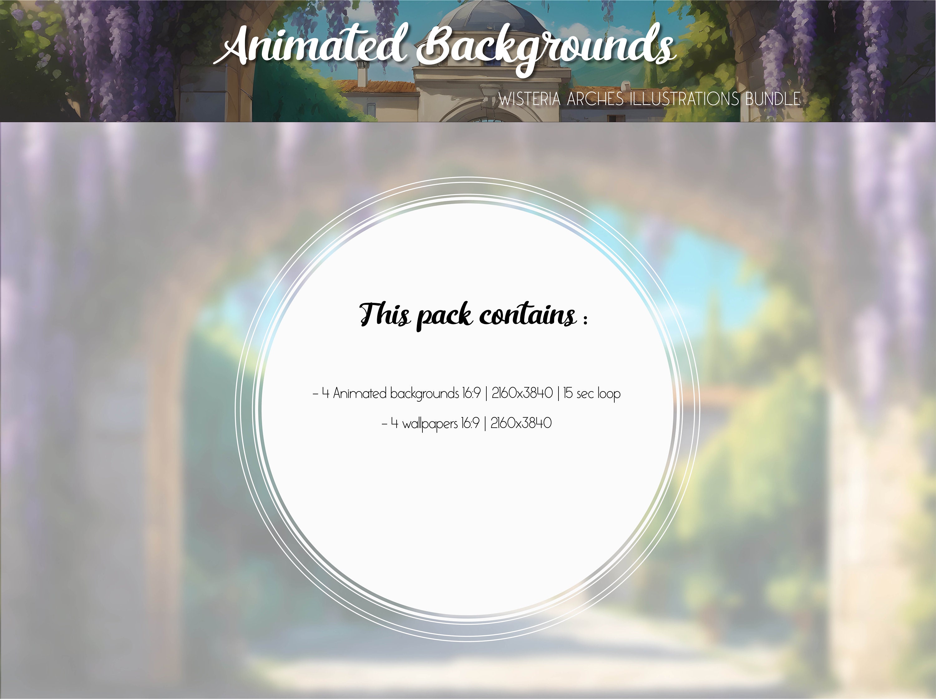 Wisteria Flowers Arches Bundle ANIMATED BACKGROUNDS Lofi Art Digital ...