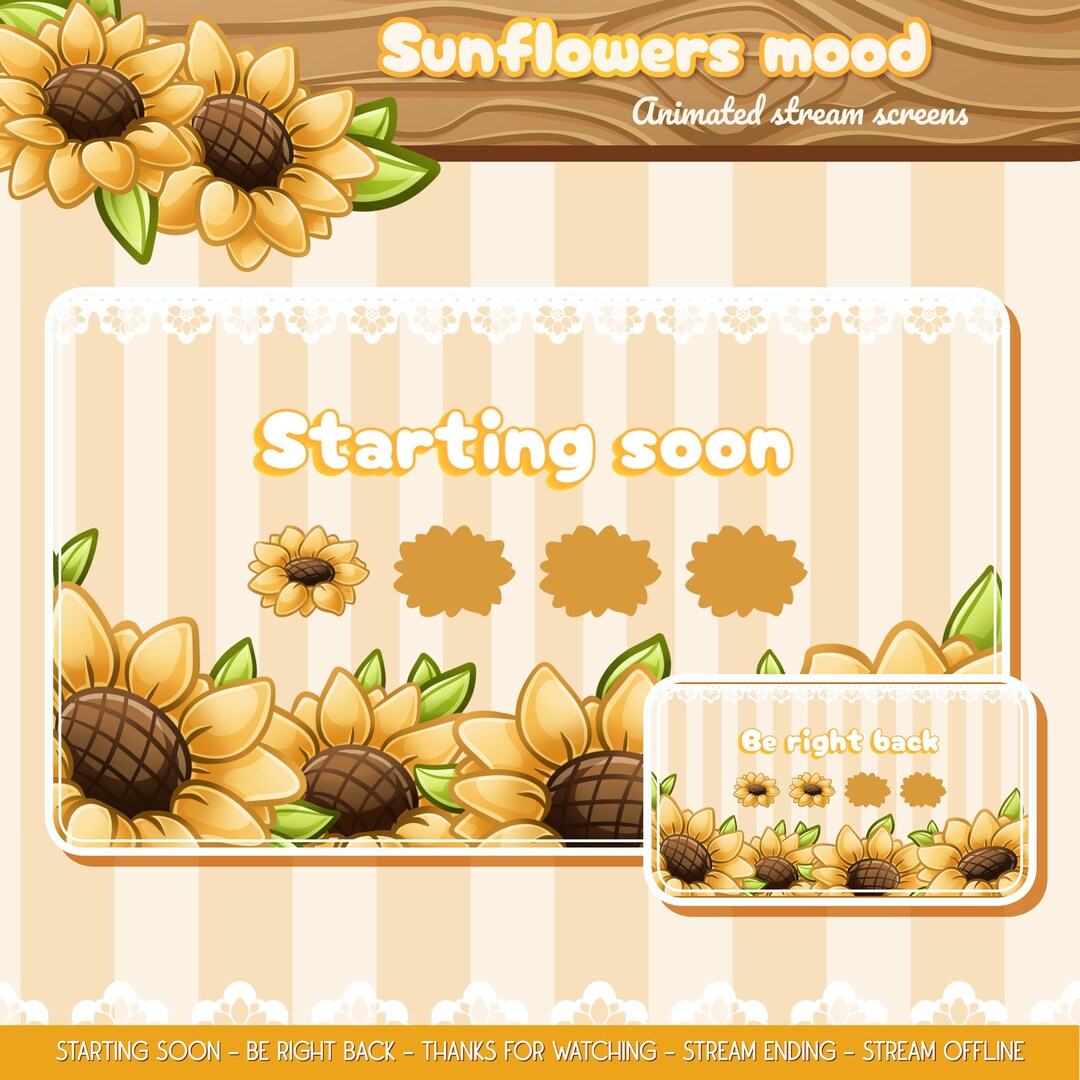 Cute Sunflower Twitch Streaming Background. Dandelion Twitch Stream ...