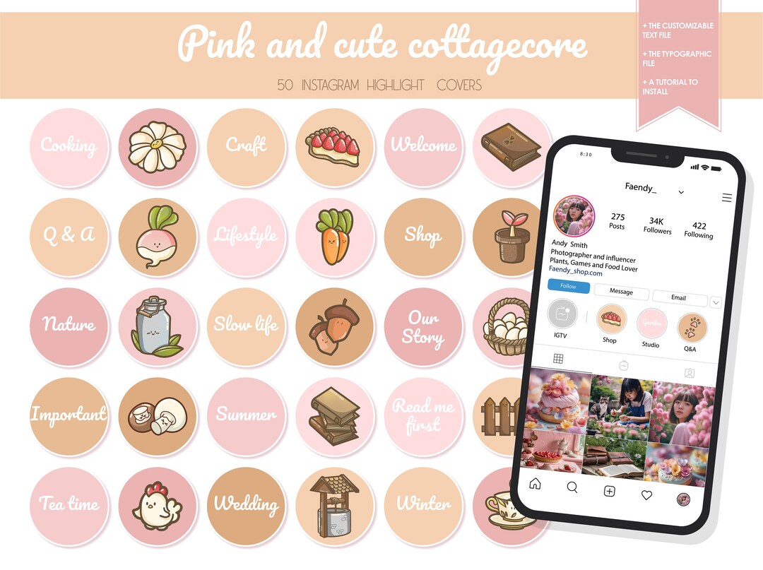50 Cottagecore Instagram Story Highlight Covers Customizable Social ...
