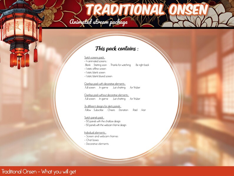 Samurai Japanese Onsen Animated Stream Package : Traditional Hot ...