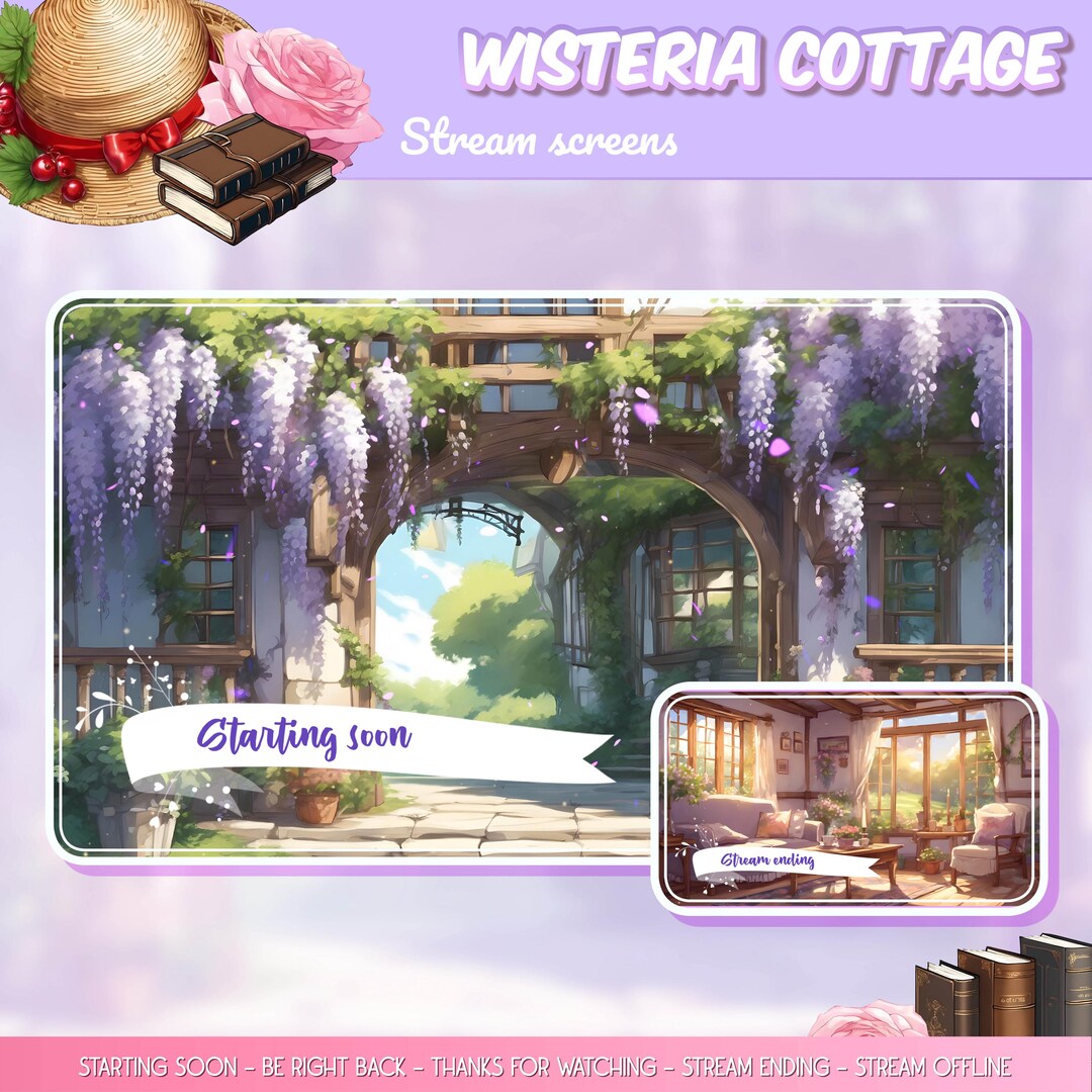 Wisteria Cottagecore House Streaming Background. Stream Screen, Stream ...