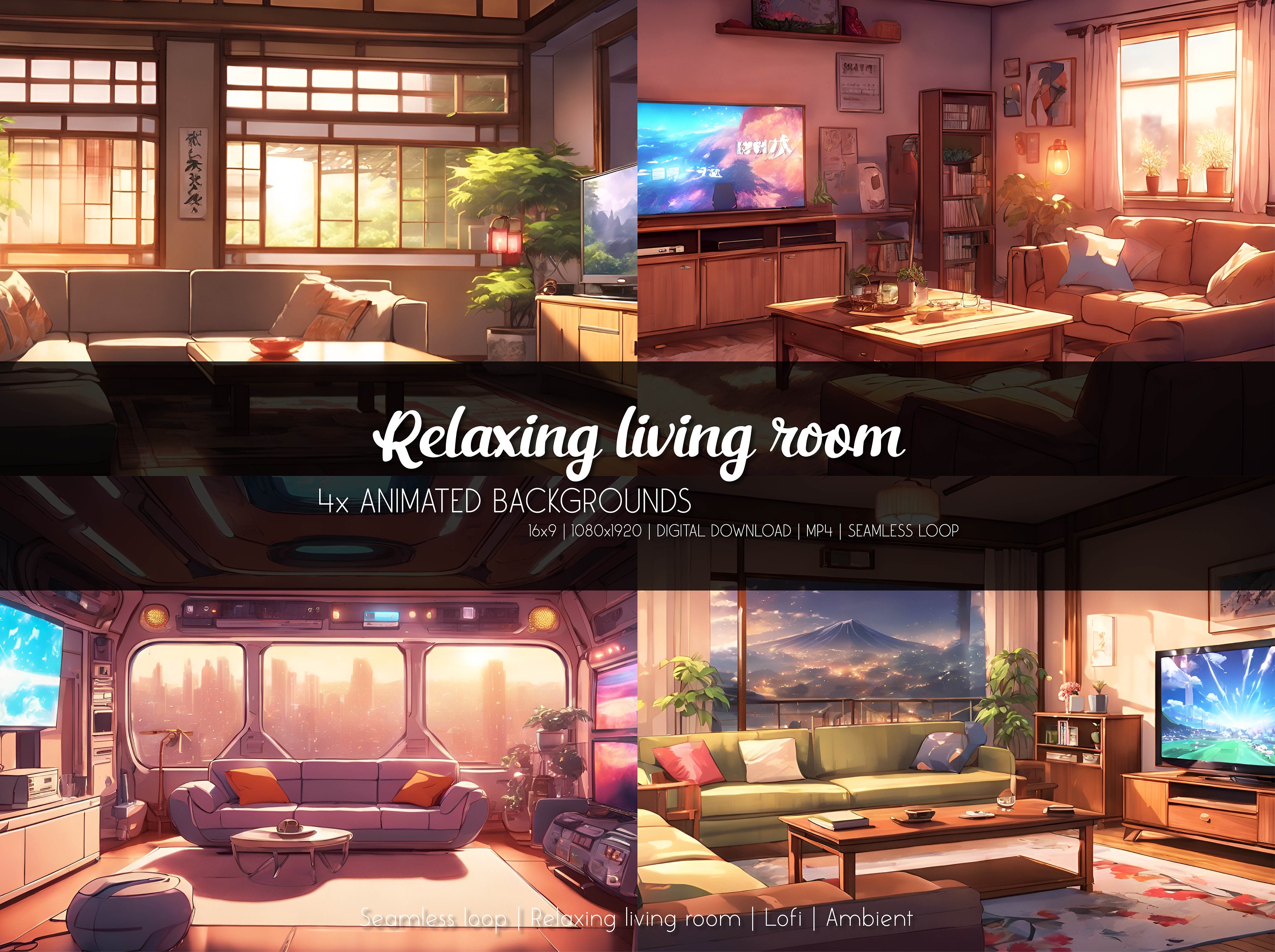 Vtuber Room Bundle ANIMATED BACKGROUNDS Lofi Art Digital Wall Art ...