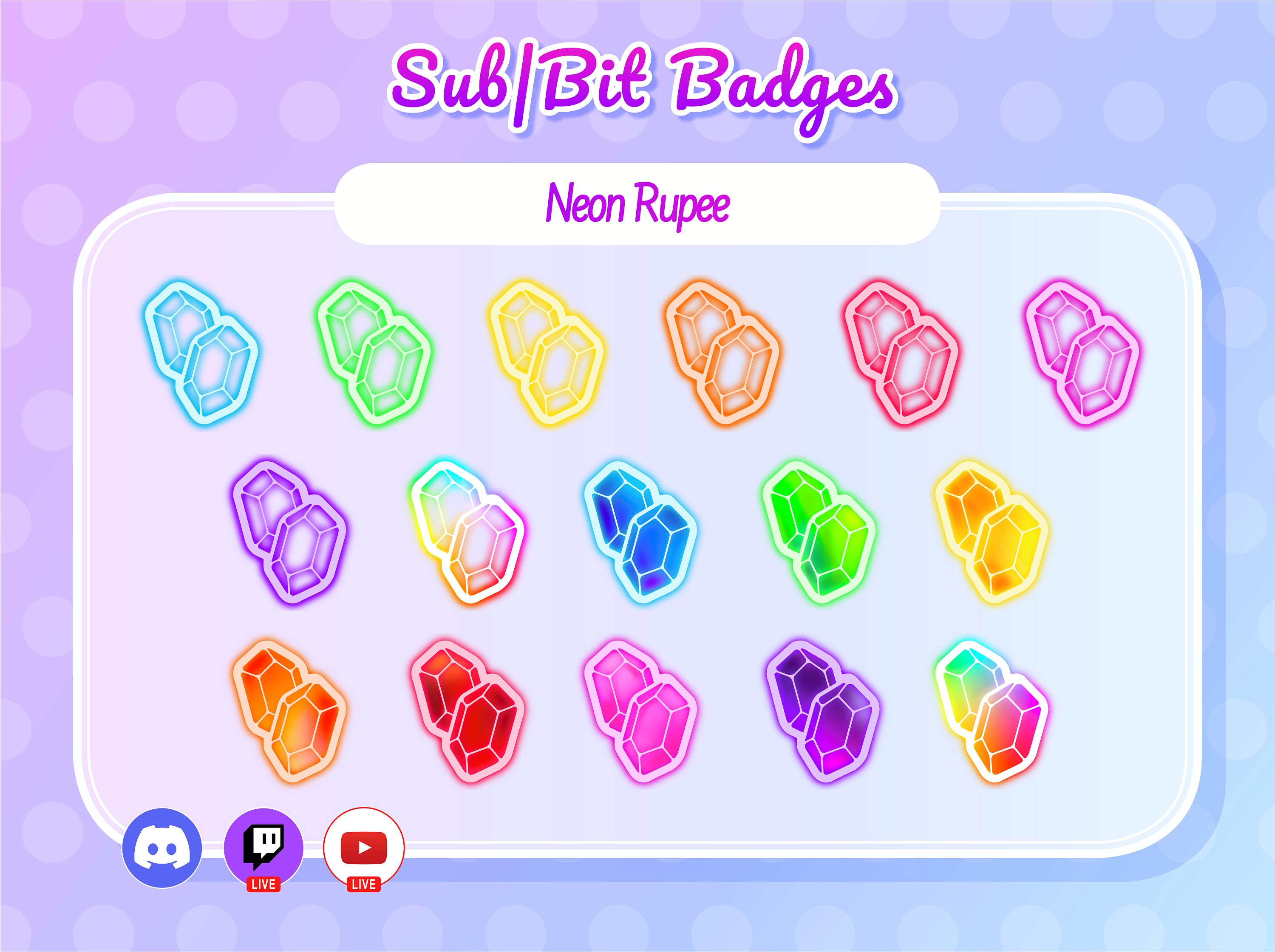 Neon Rupee Twitch Badges: Cyberpunk Gemstone Sub Badges (digital ...