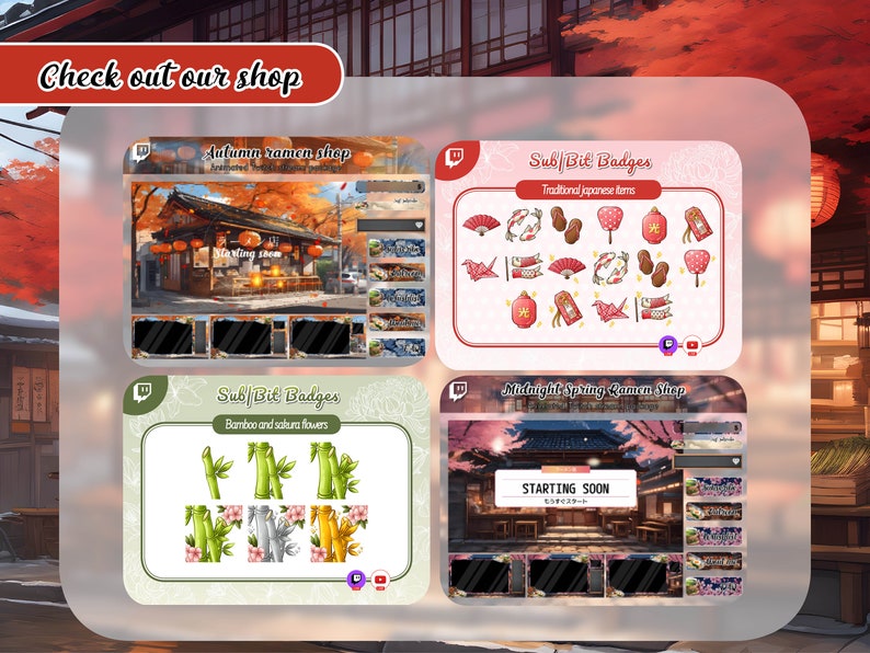 Snowy Winter Ramen Shop Animated Twitch Overlay Package (digital ...
