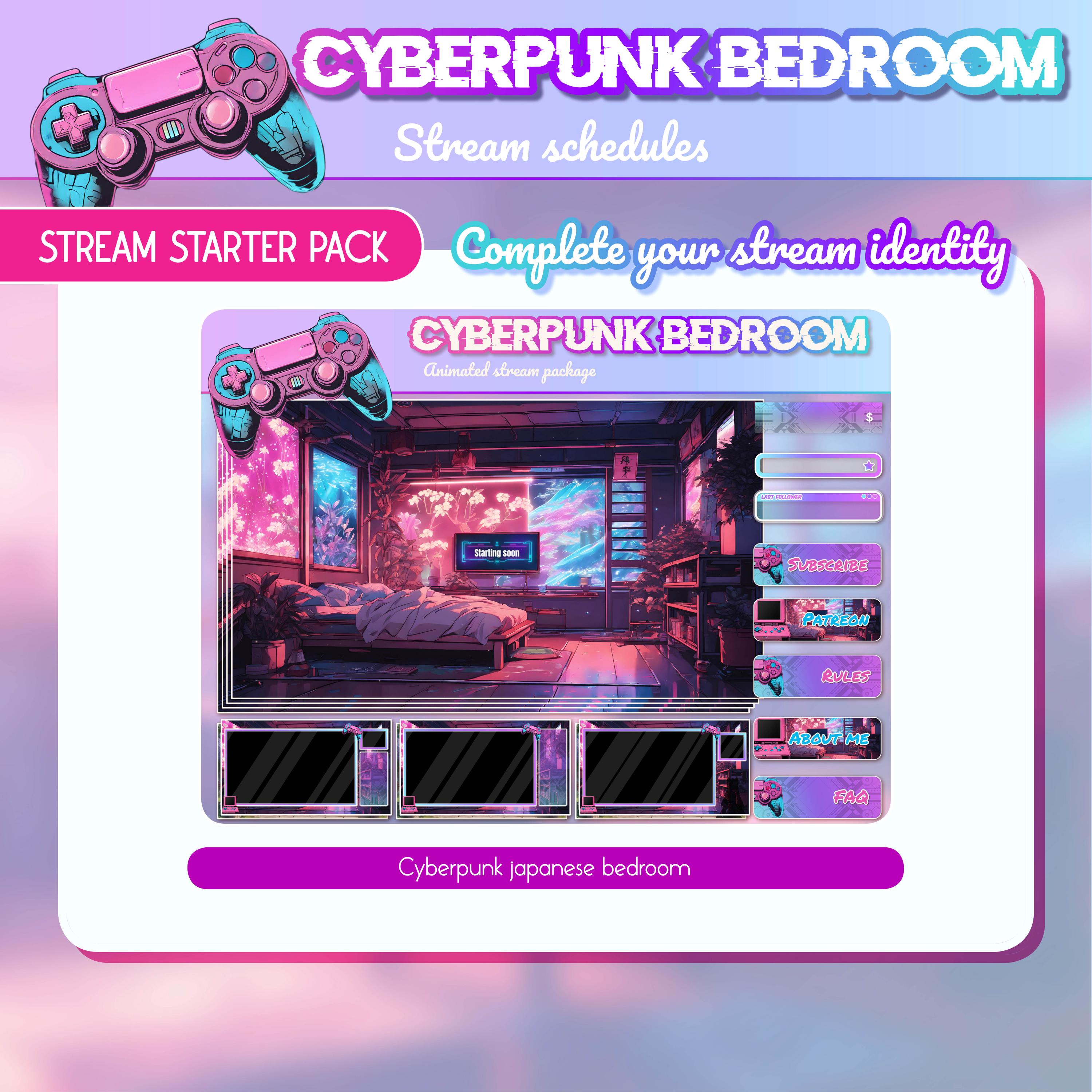 Cyberpunk Japanese Bedroom Stream Schedule Template (canva) - Etsy