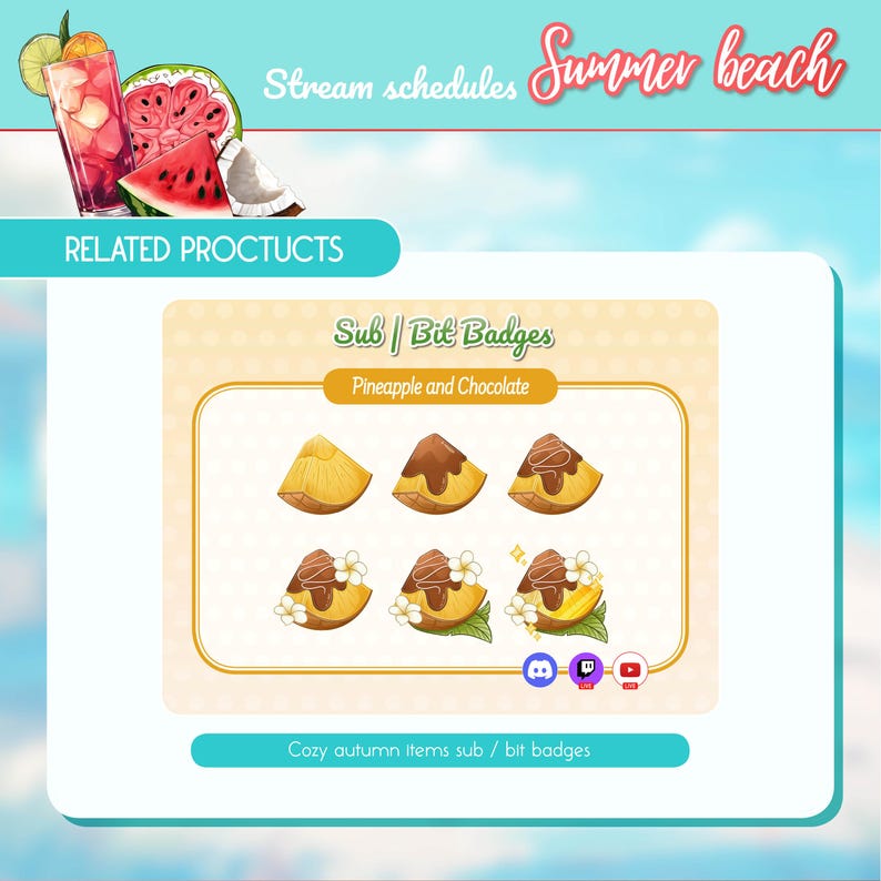 Summer Beach Stream Schedule: Tropical Vtuber Template (canva) - Etsy