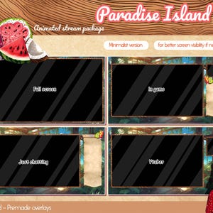 Paradise Island Animated Twitch Stream Overlay Package (digital ...