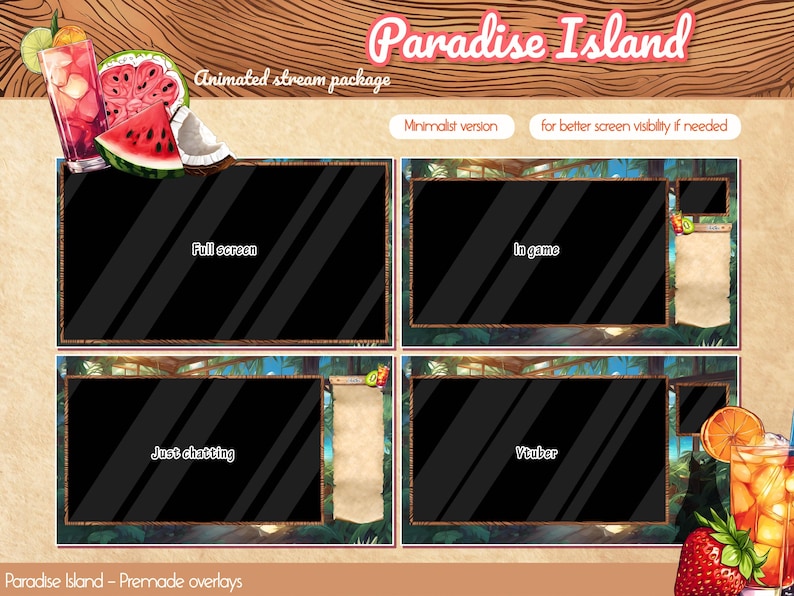Paradise Island Animated Twitch Stream Overlay Package (digital ...