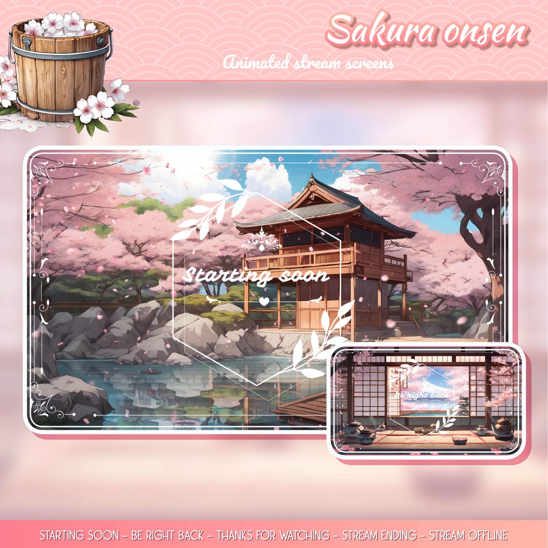 Sakura Onsen Animated Stream Screens: Japanese Cherry Blossom (digital ...
