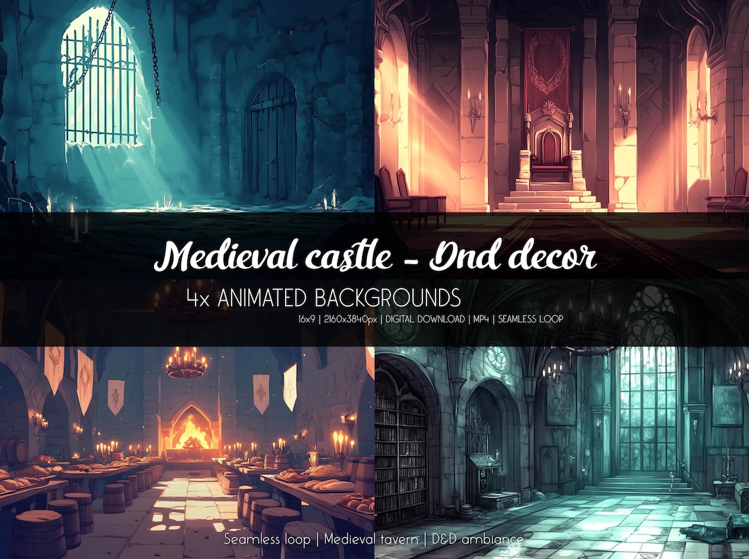 Medieval Castle Animated Backgrounds: D&D RPG Stream Decoration ...