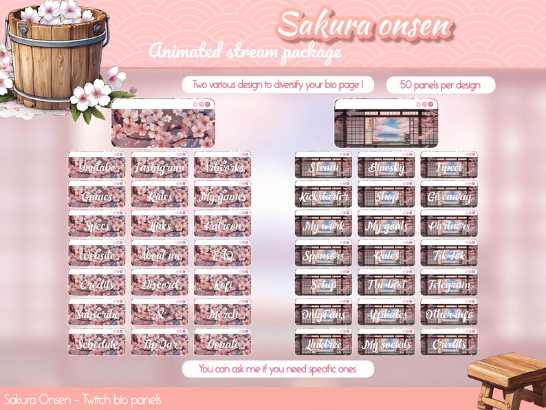 Samurai Sakura Onsen Animated Stream Package. Cherry Blossoms Hot ...
