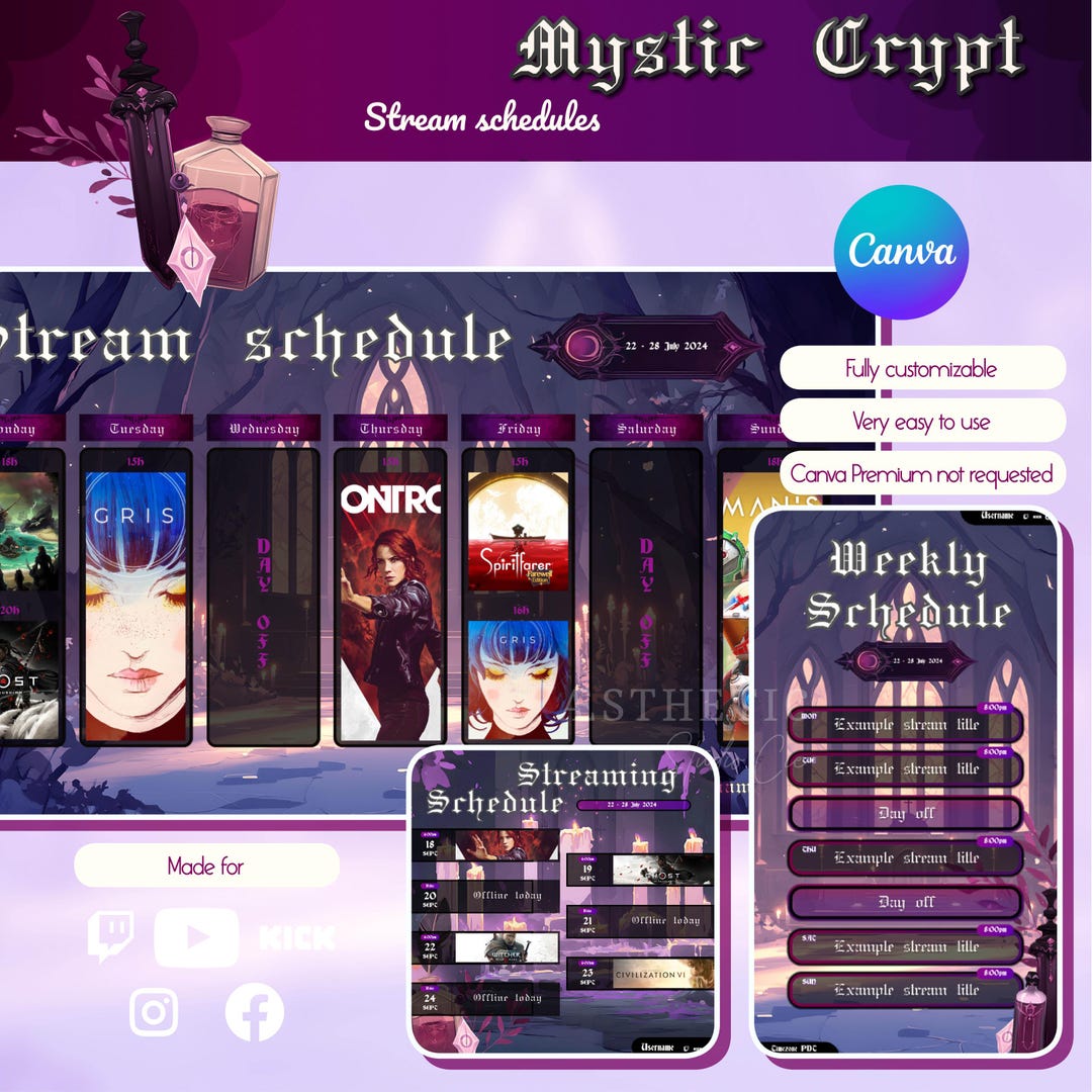 D&D Gothic Crypt Stream Schedule. Dungeon and Dragons Instagram and Twitch Schedule. Dark ...