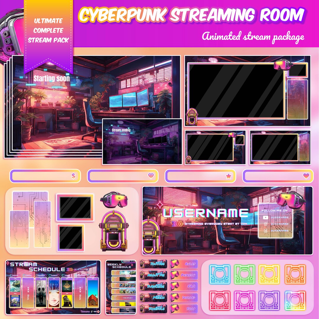 Cyberpunk Streaming Room: Animated Full Stream Package - Etsy
