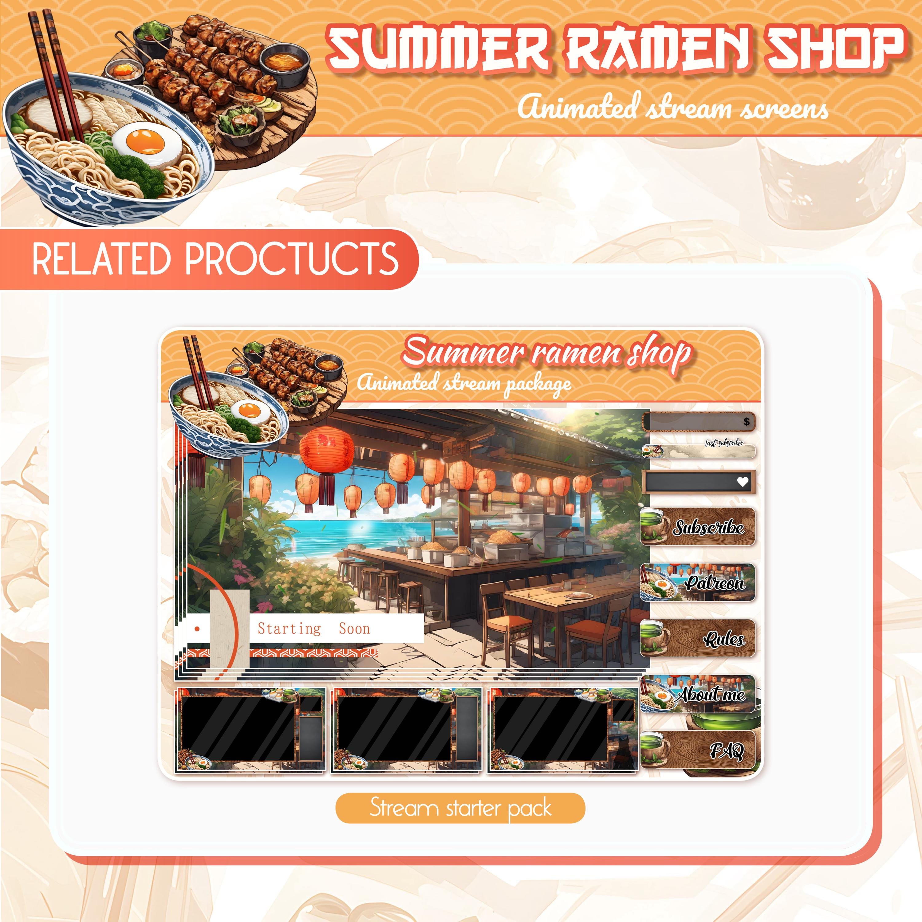 Japanese Ramen Shop Animated Stream Screens: Summer Beach Vtuber ...