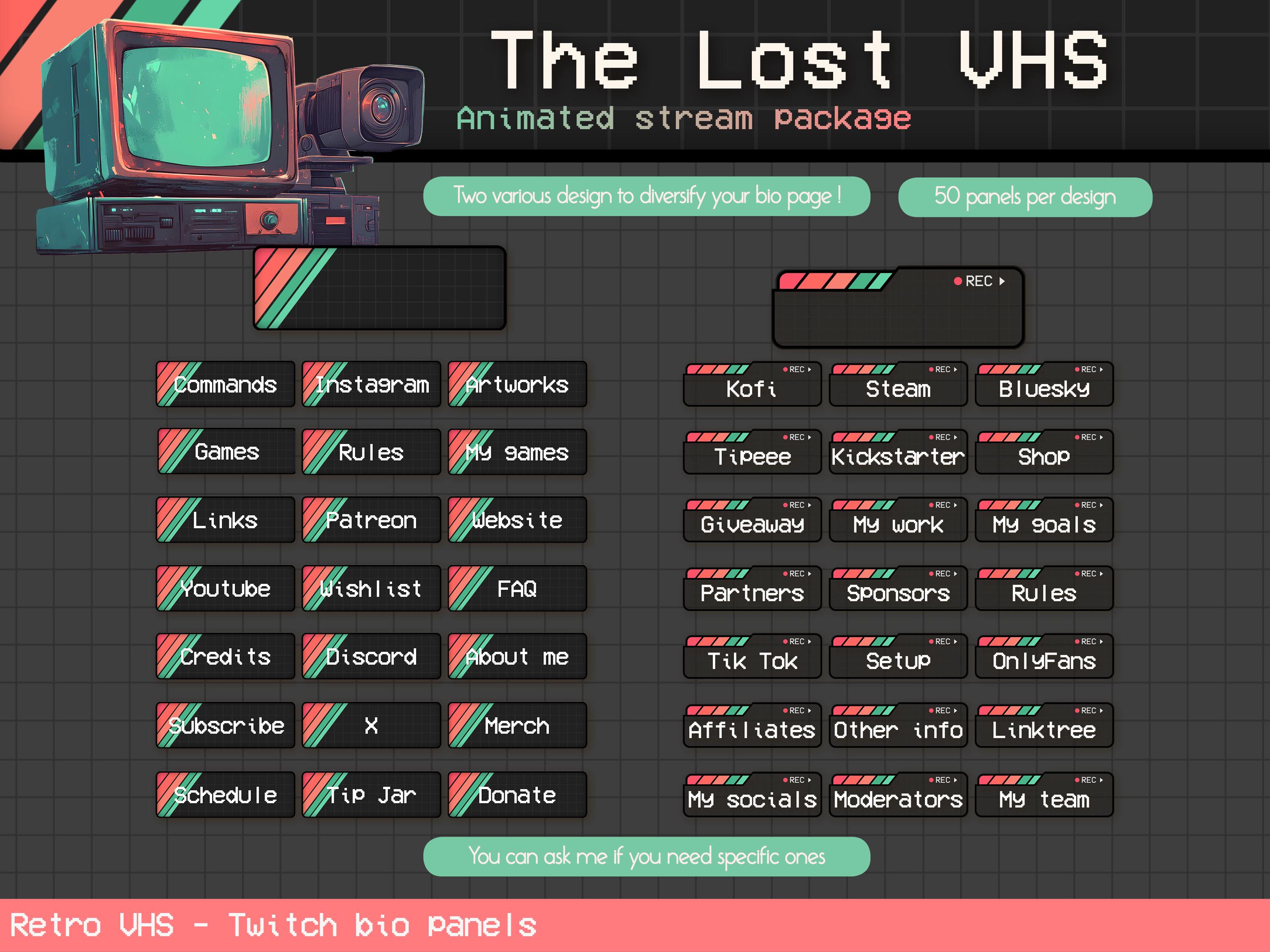 Retro Horror Twitch Overlay Package: Animated VHS Stream Assets ...
