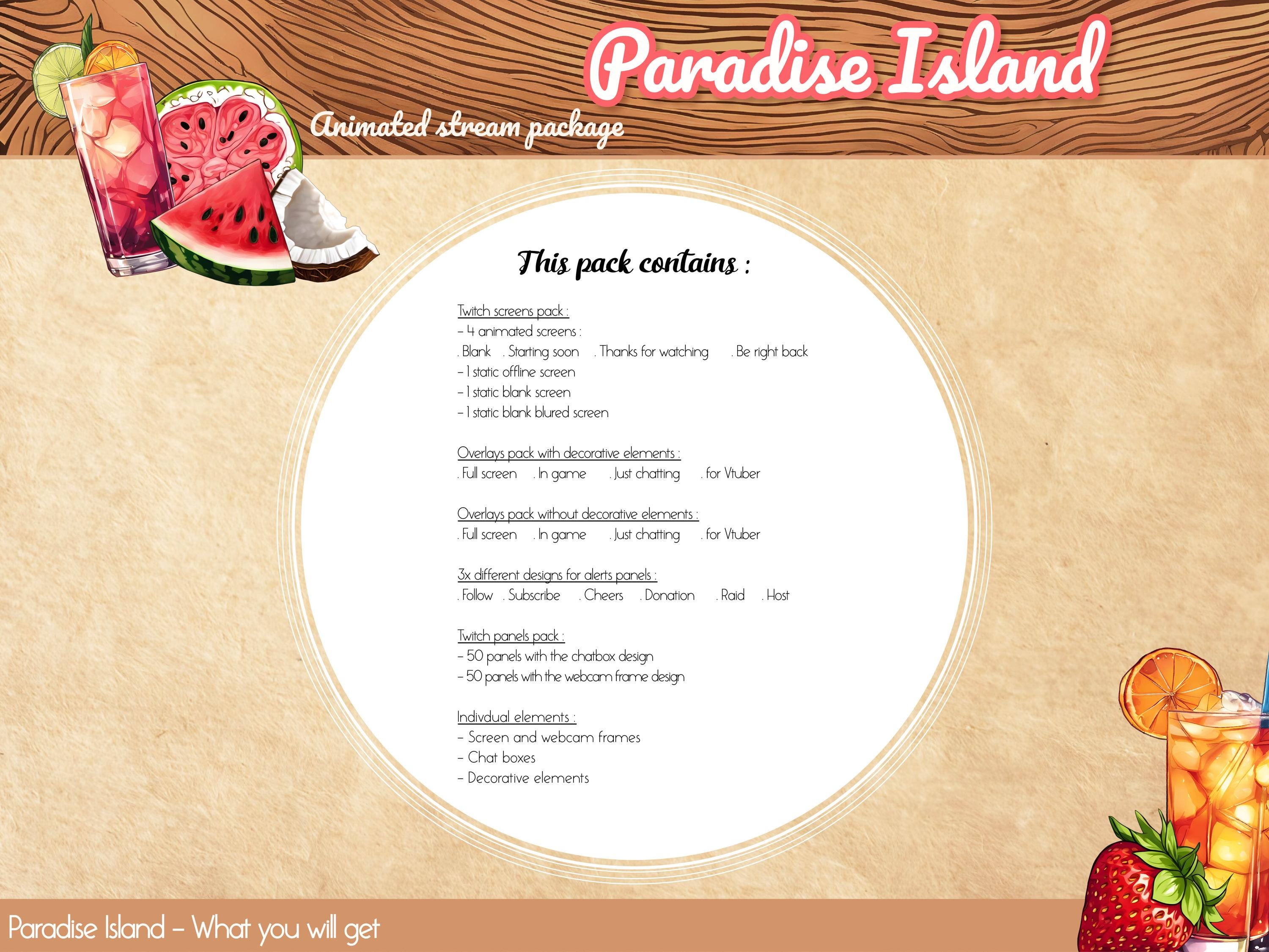 Paradise Island Animated Twitch Stream Overlay Package (digital ...
