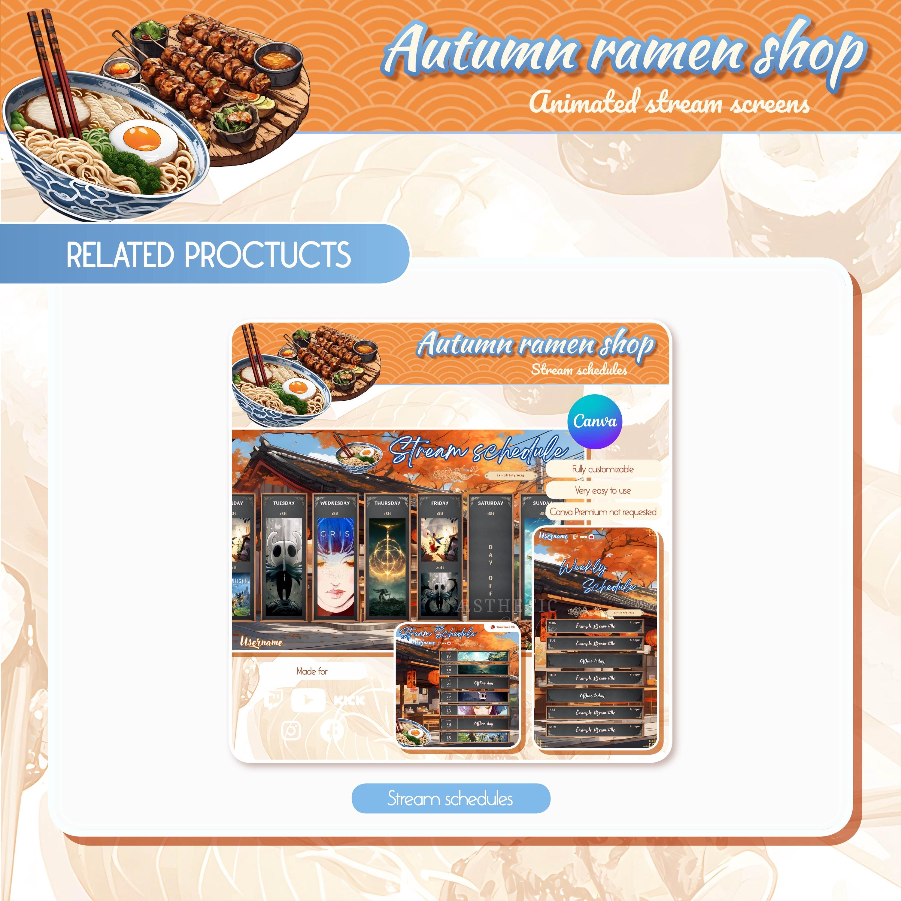 Autumn Ramen Shop Animated Stream Screens: Japan Food (digital Download ...