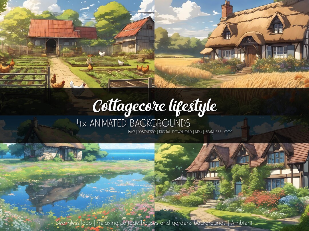 Cottagecore Style Bundle ANIMATED BACKGROUNDS. Lofi Art Digital Wall ...