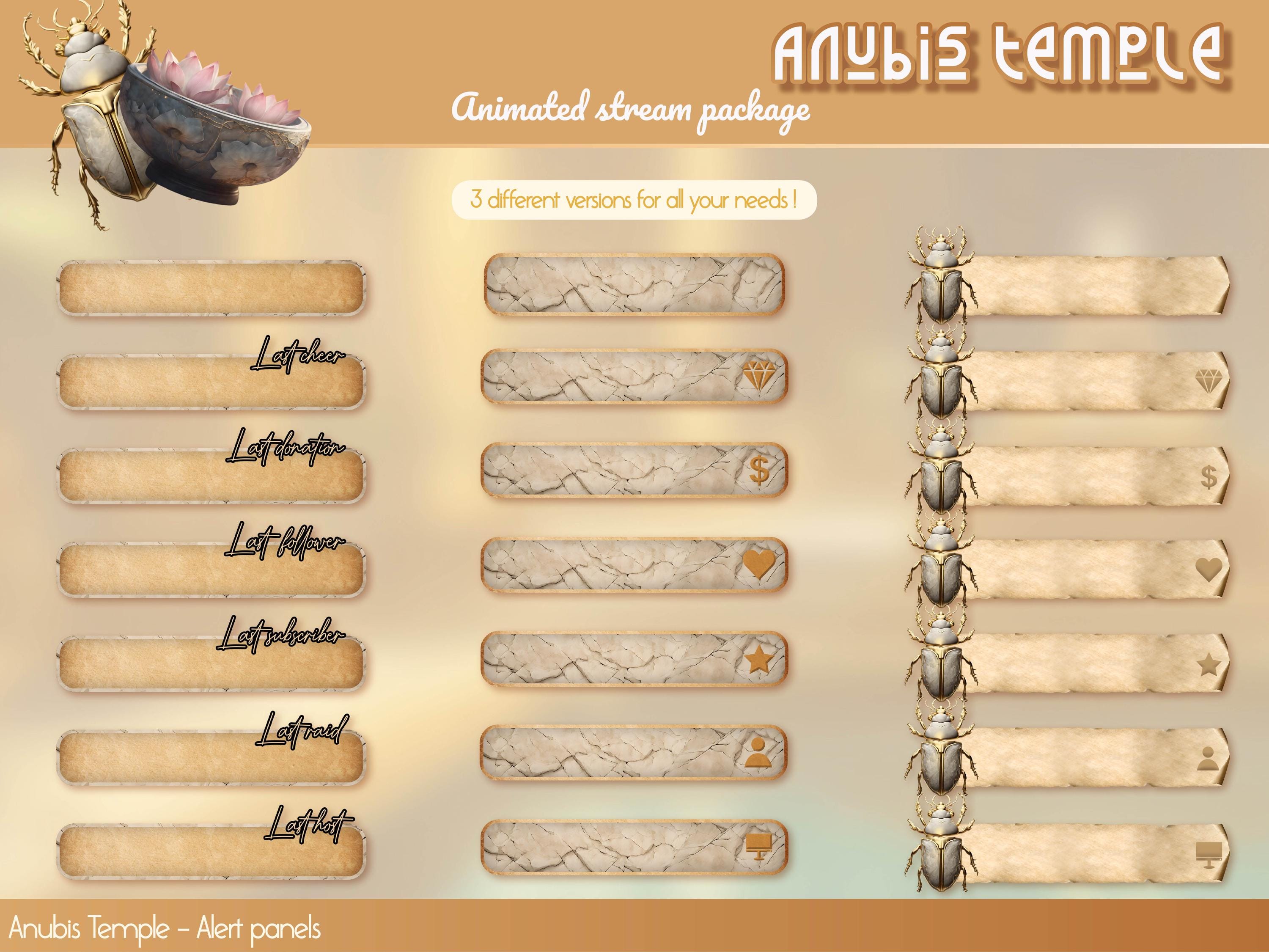 Anubis Temple Twitch Stream Package: Egyptian Vtuber Overlay (digital ...