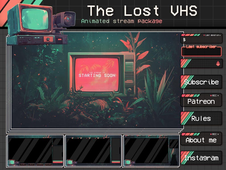 Retro Horror Twitch Overlay Package: Animated VHS Stream Assets ...