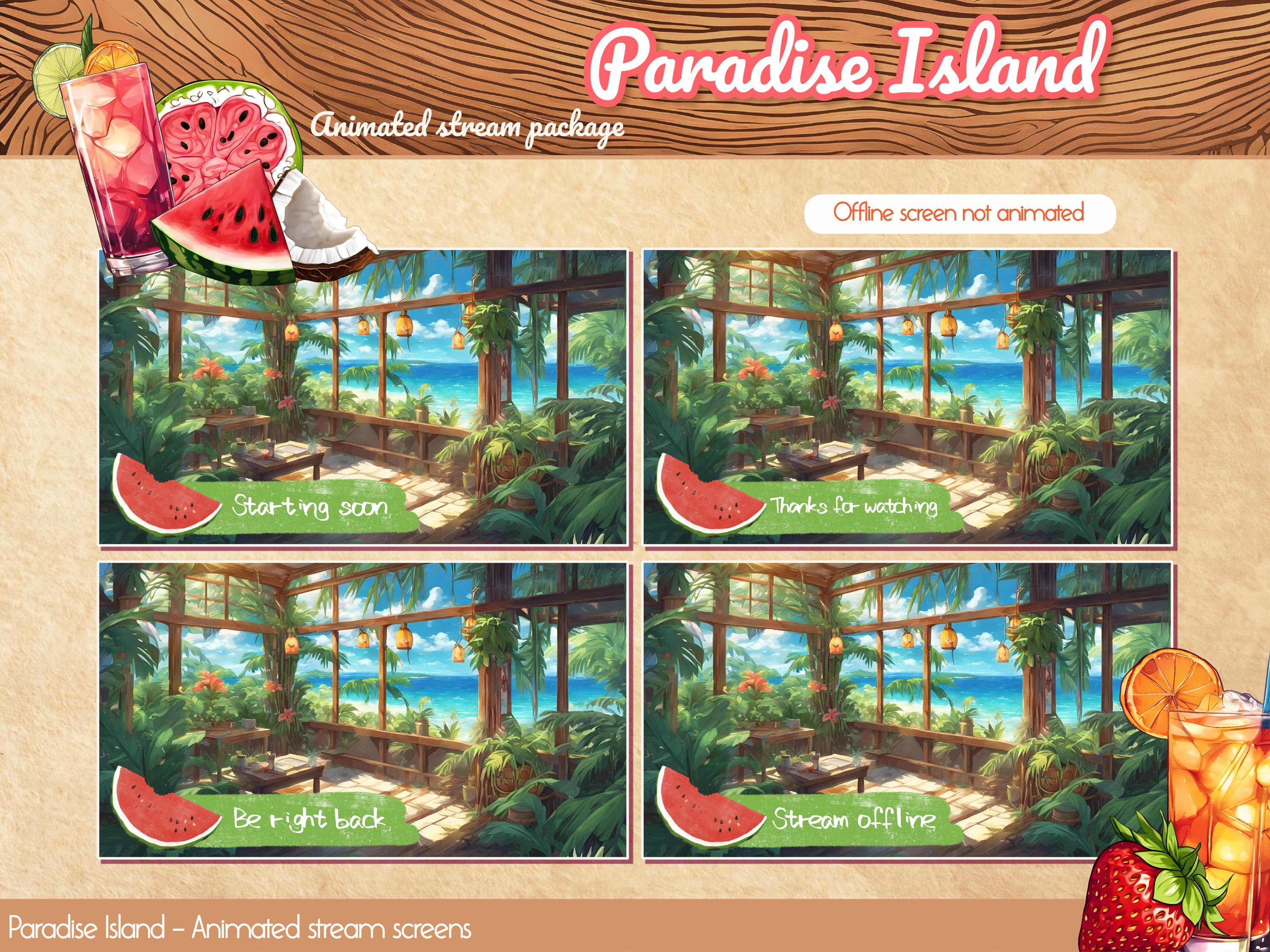 Paradise Island Animated Twitch Stream Overlay Package (digital ...