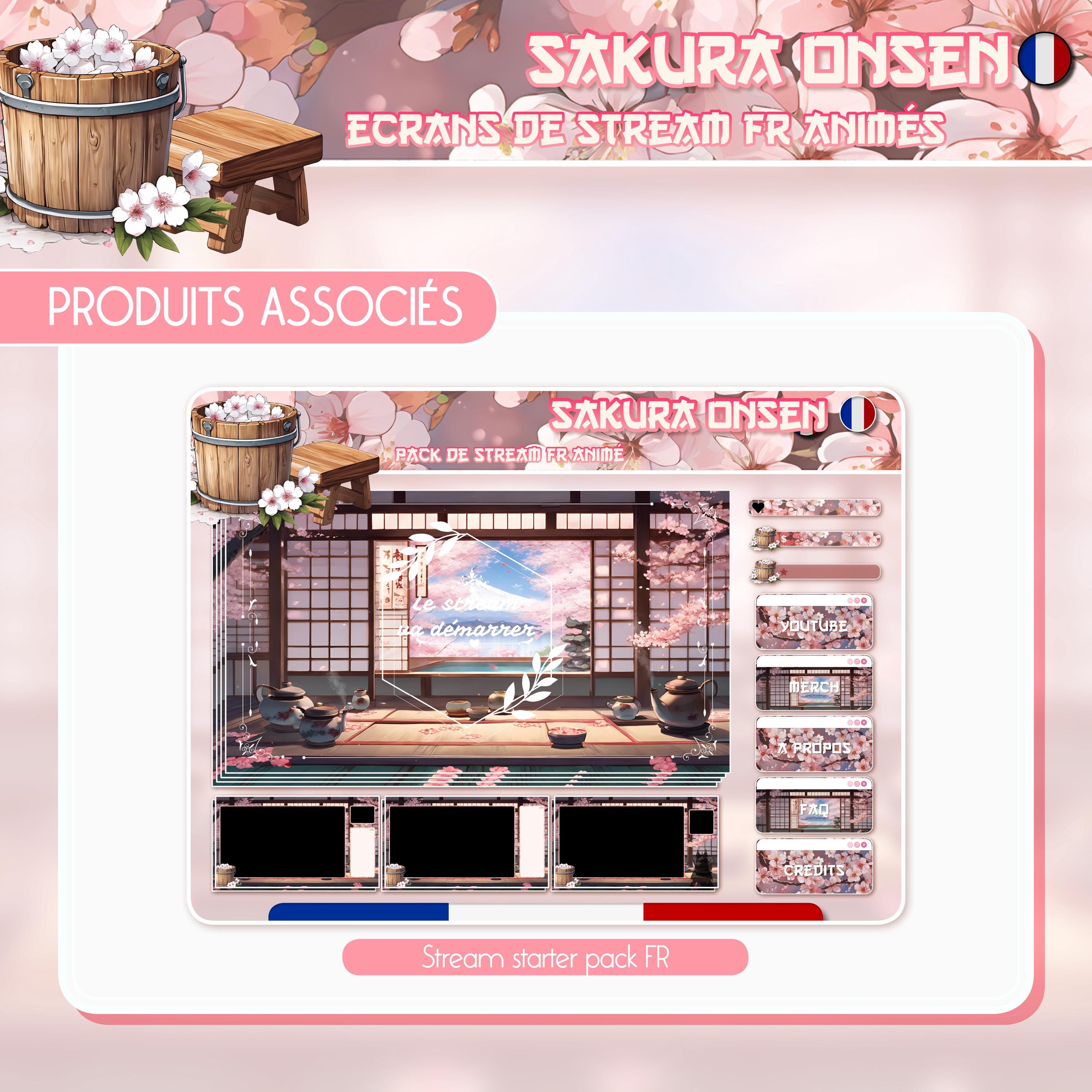 Sakura Onsen Animated Stream Screens FRENCH: Japanese Samurai Cherry ...
