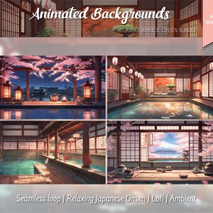 Japanese Onsen Bundle ANIMATED BACKGROUNDS | Lofi Art Digital Wall Art Perfect for Twitch ...