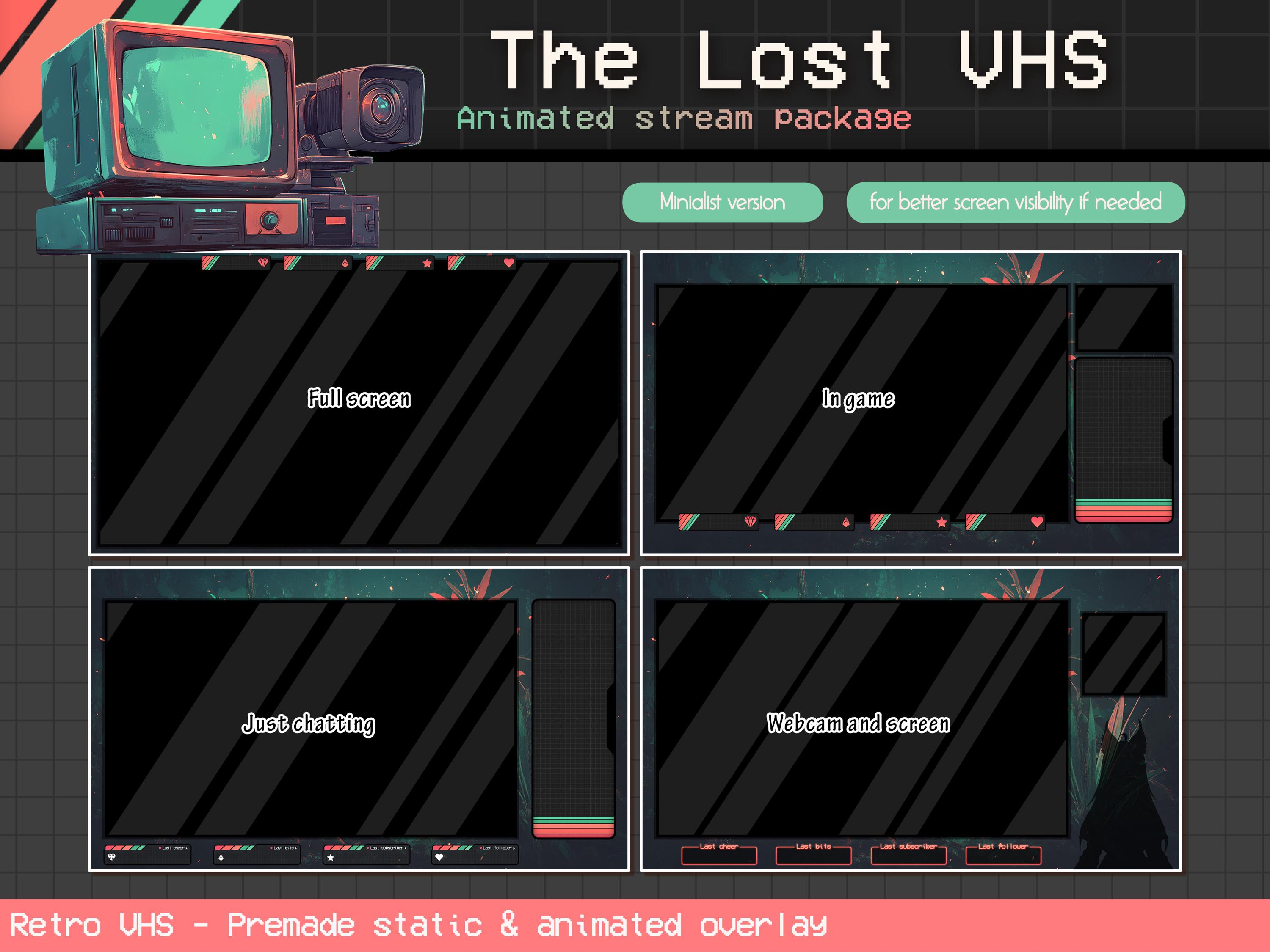 Retro Horror Twitch Overlay Package: Animated VHS Stream Assets ...