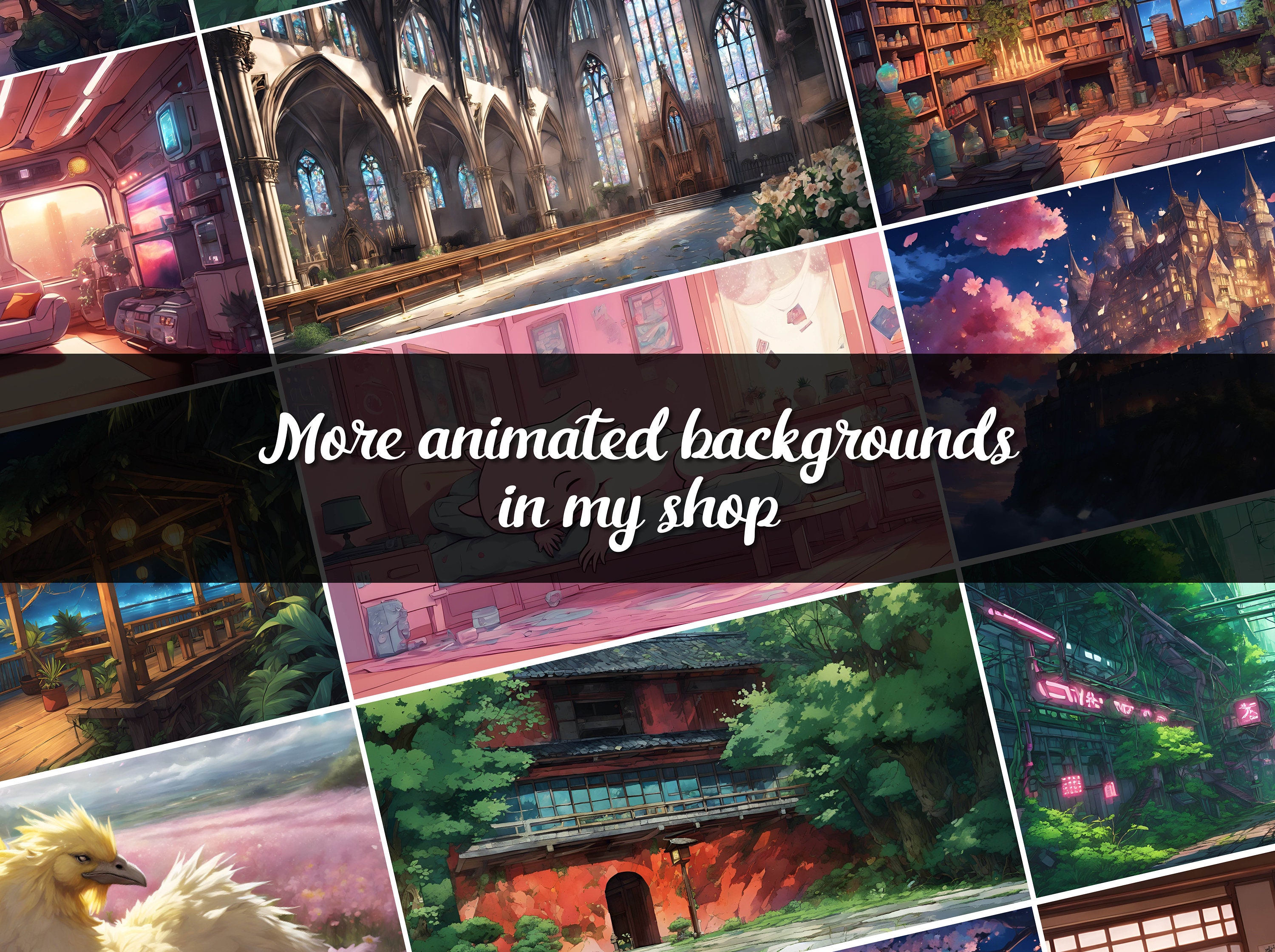 Cute Capybara Bundle ANIMATED BACKGROUNDS. Digital Wall Art for Twitch ...