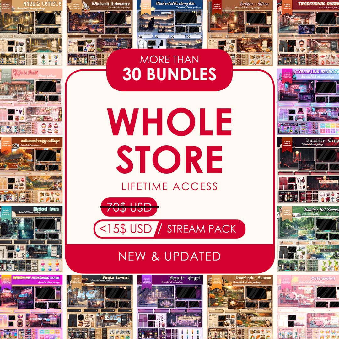 Whole Store Twitch Complete Stream Packages : 30+ Animated Overlay ...