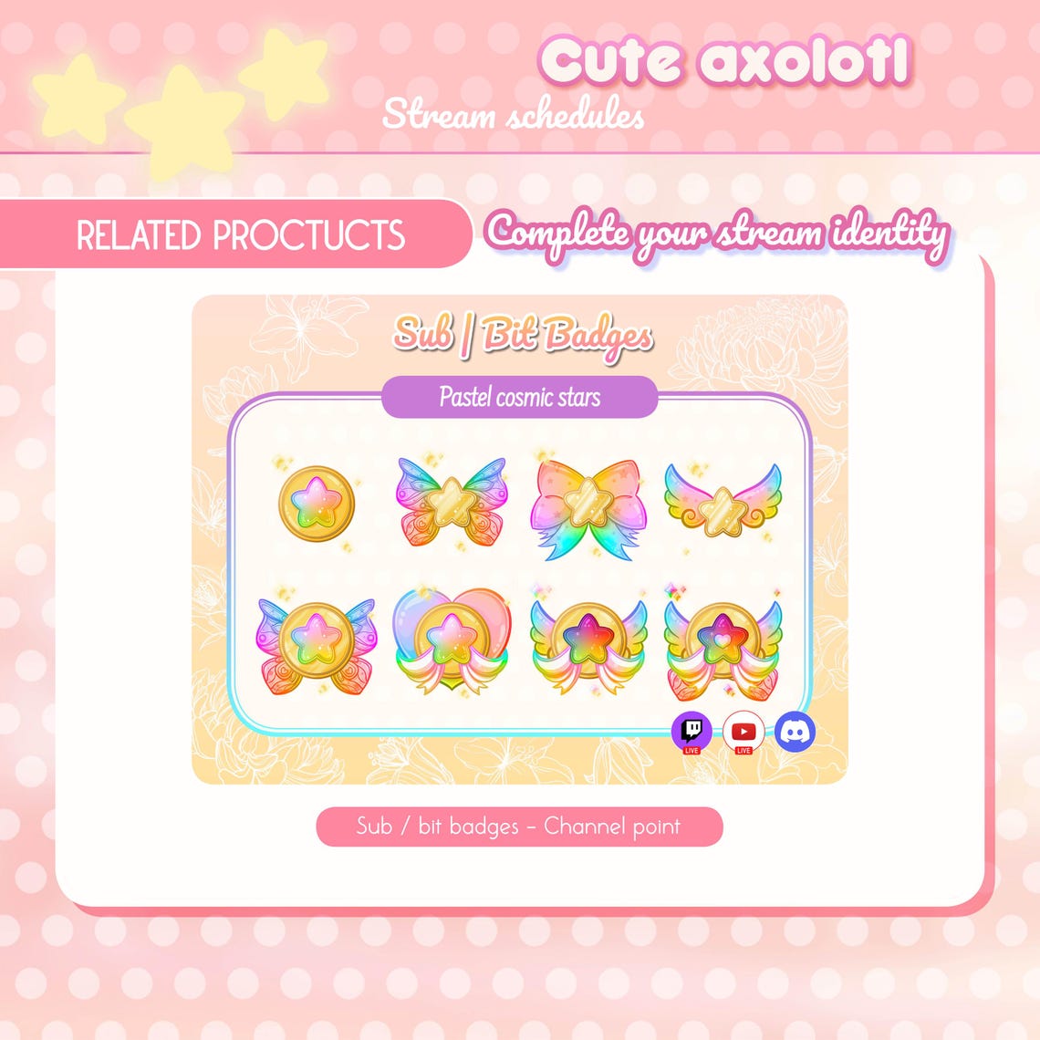 Cute Axolotl Stream Schedule. Pastel Pink Schedule Template. Instagram ...