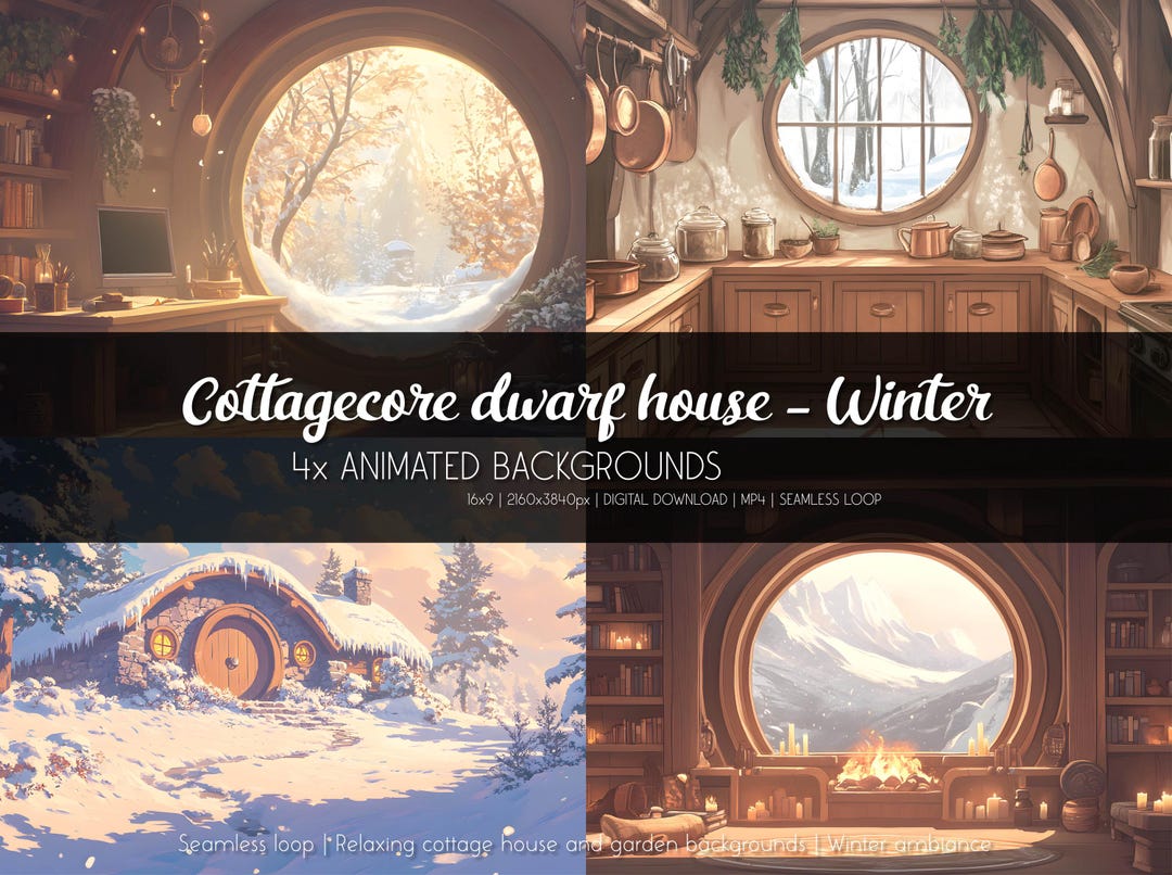 Winter Cottagecore Dwarf Hole Twitch / Youtube / Kick Animated ...