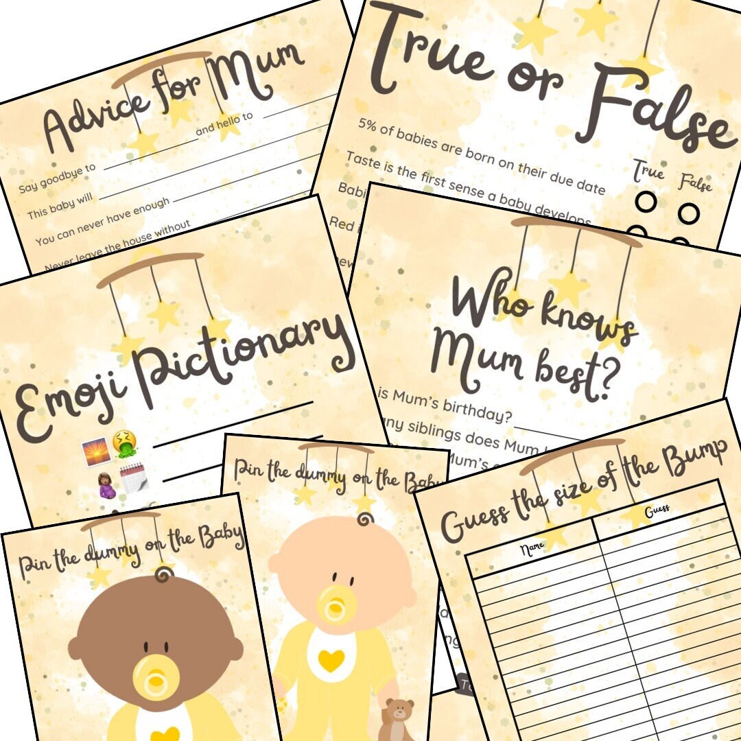 Yellow Gender Neutral Baby Shower Game Pack Bundle - Etsy