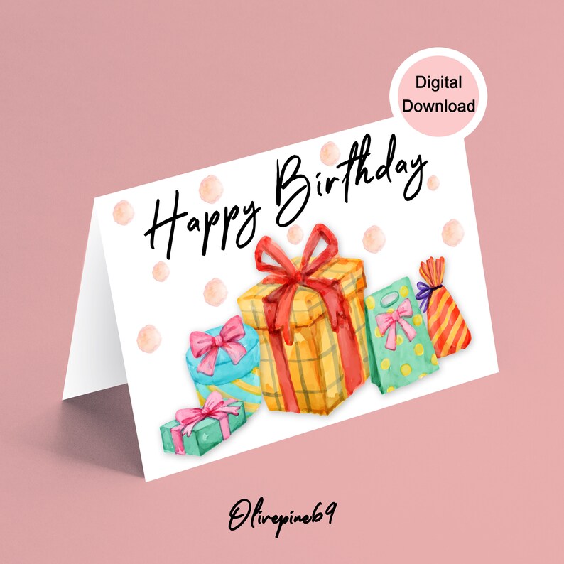 Printable Birthday Card, Digital Greeting Card, Birthday Card Featuring ...