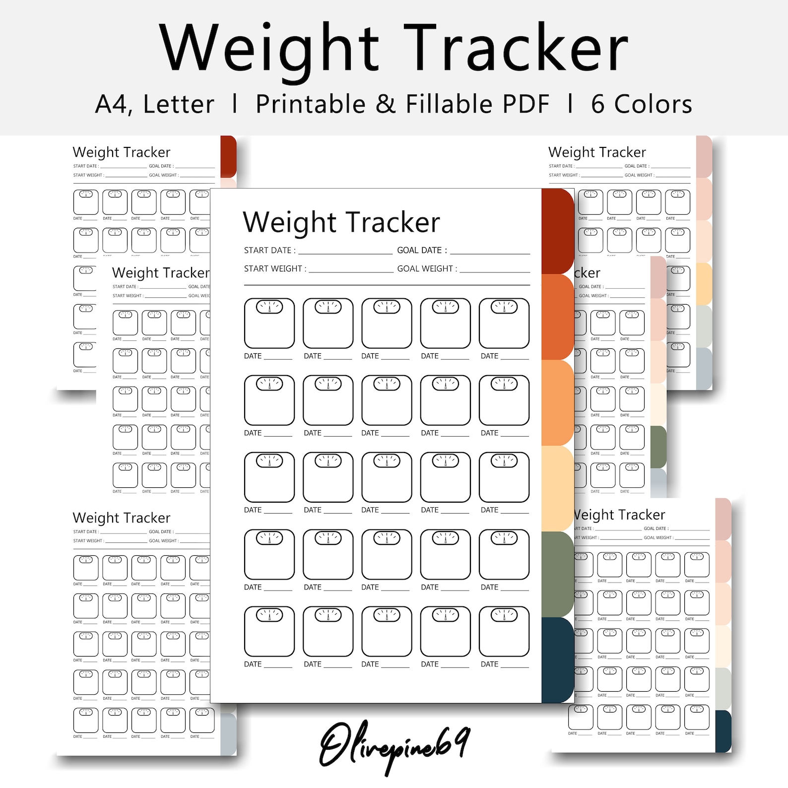 Weight Tracker Printable, Weight Loss Planner, Weight Goal, Weight ...