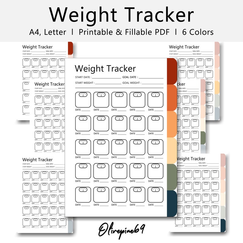 Weight Tracker Printable, Weight Loss Planner, Weight Goal, Weight ...