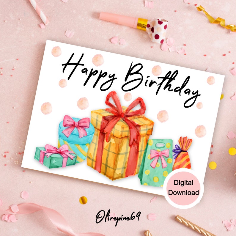 Printable Birthday Card, Digital Greeting Card, Birthday Card Featuring ...