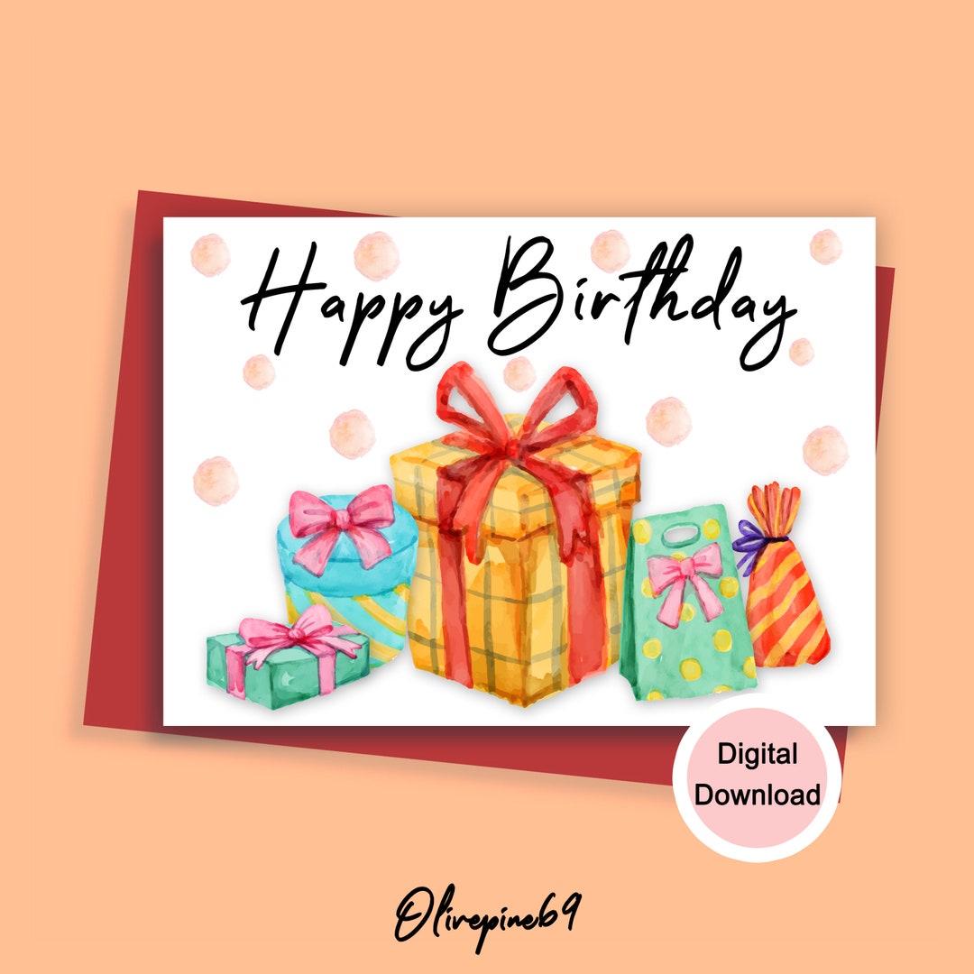 Printable Birthday Card, Digital Greeting Card, Birthday Card Featuring ...