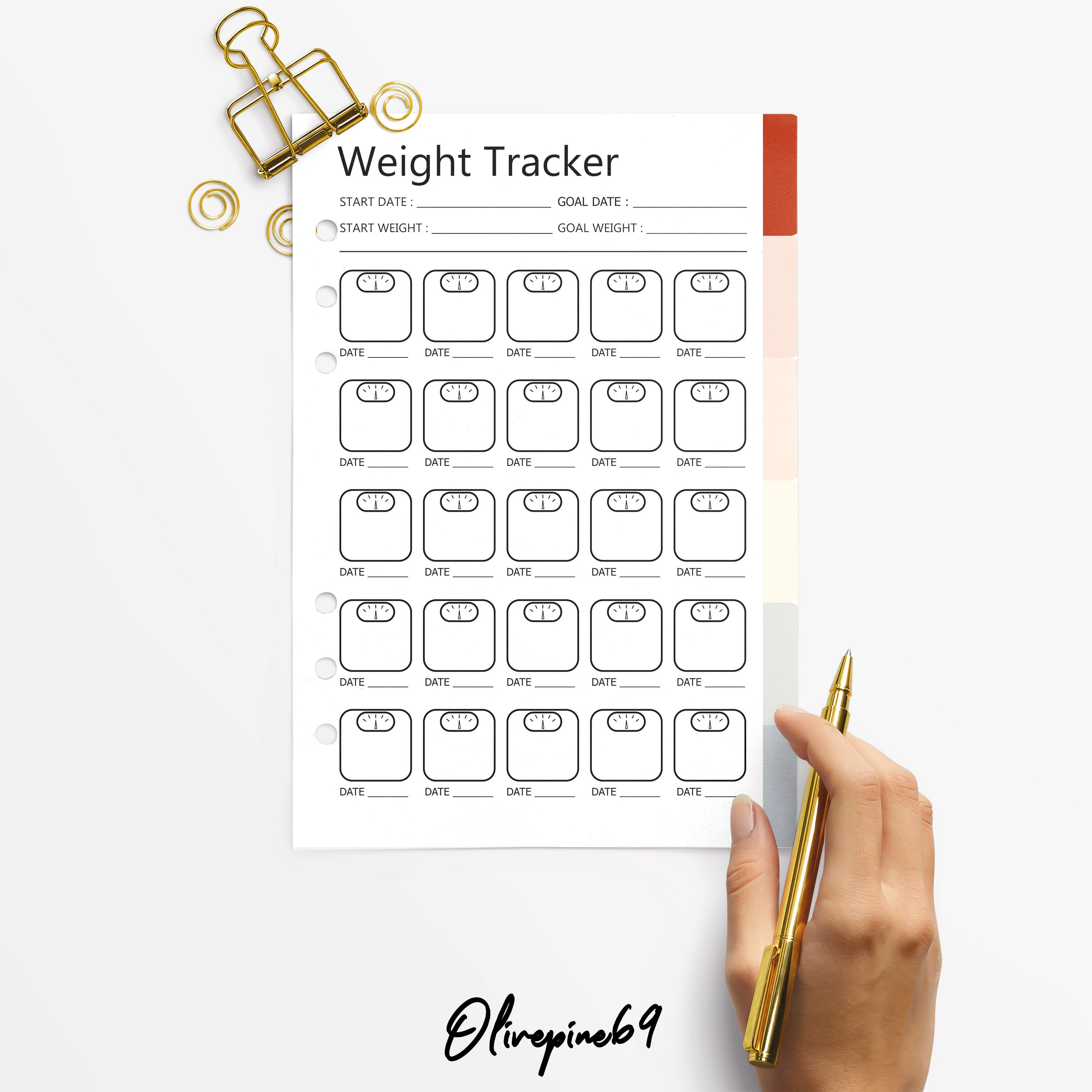 Weight Tracker Printable, Weight Loss Planner, Weight Goal, Weight ...