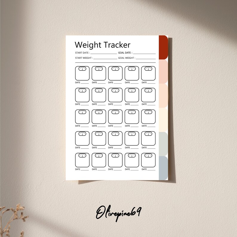 Weight Tracker Printable, Weight Loss Planner, Weight Goal, Weight ...