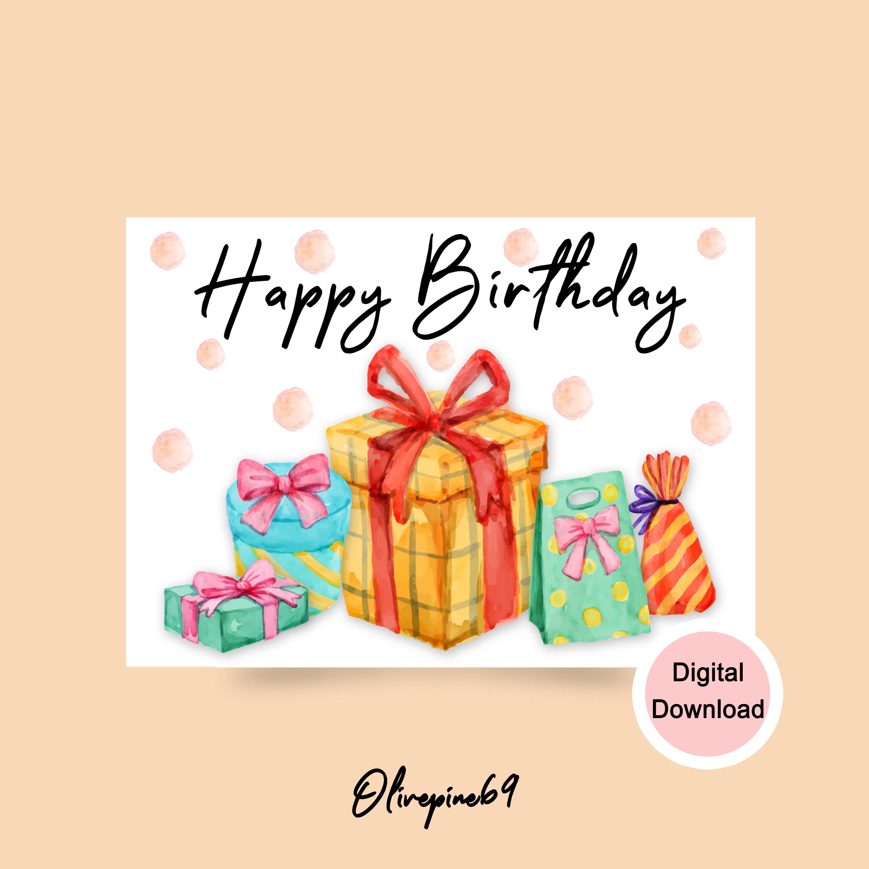 Printable Birthday Card, Digital Greeting Card, Birthday Card Featuring ...