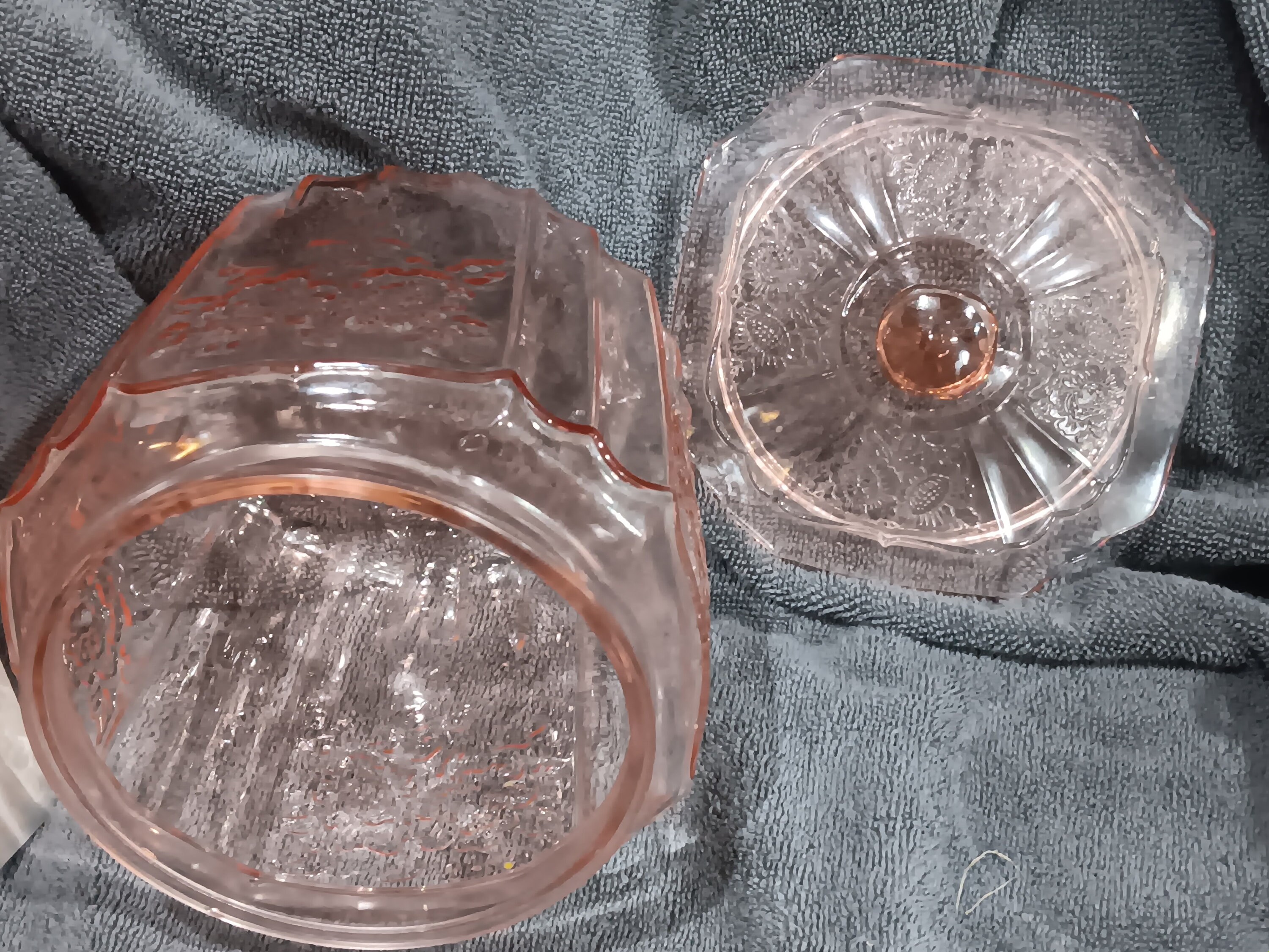 Vintage Pink Depression Glass Biscuit Jar - Etsy