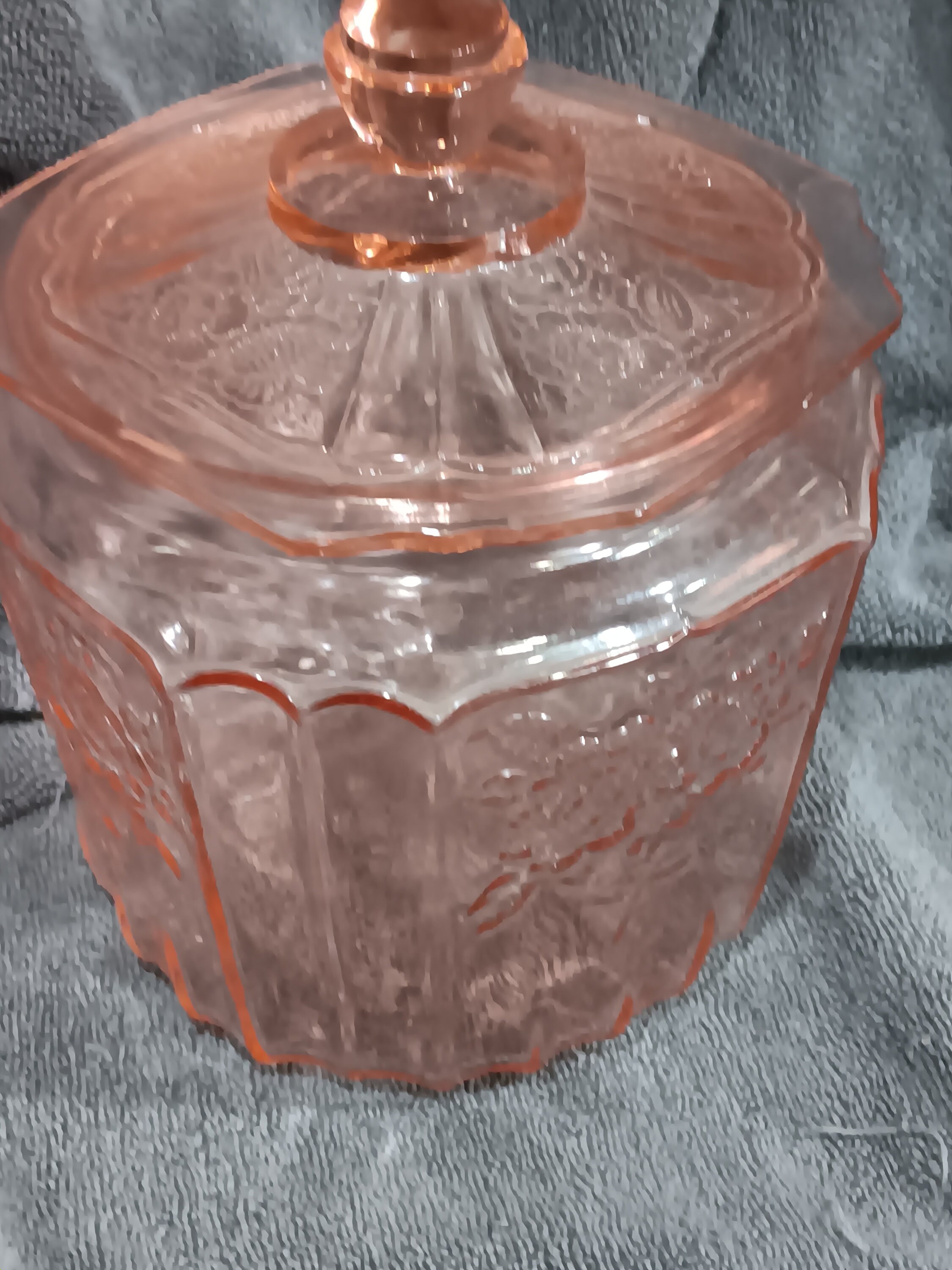 Vintage Pink Depression Glass Biscuit Jar - Etsy