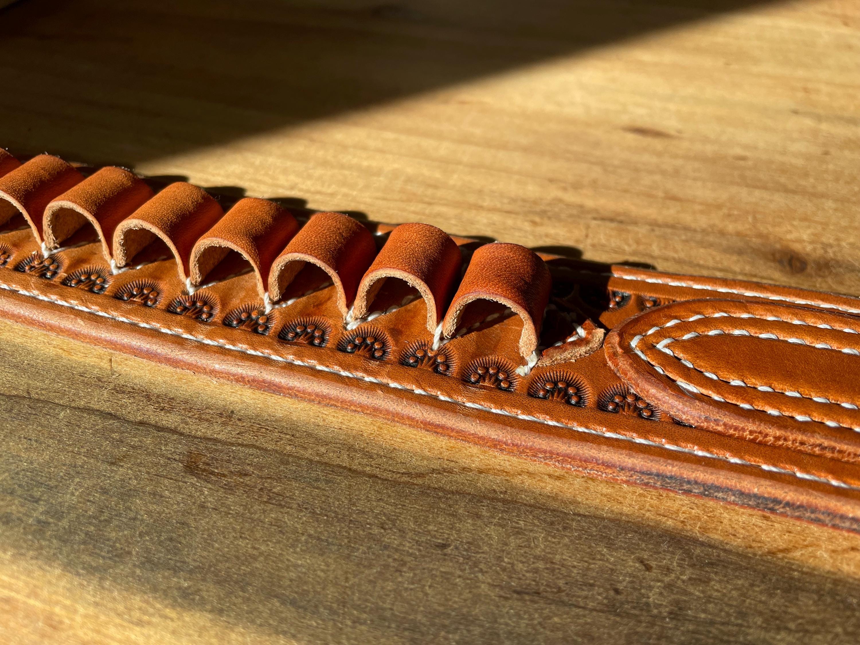 Leather Gun Belt, Bullet Loops, Ranger Style, Western, Handmade, Custom ...